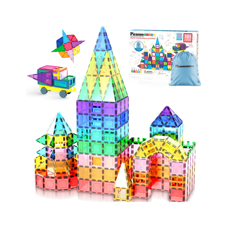 PicassoTiles Magnetic Tile Building Blocks with Storage Carry Bag - 10 ...