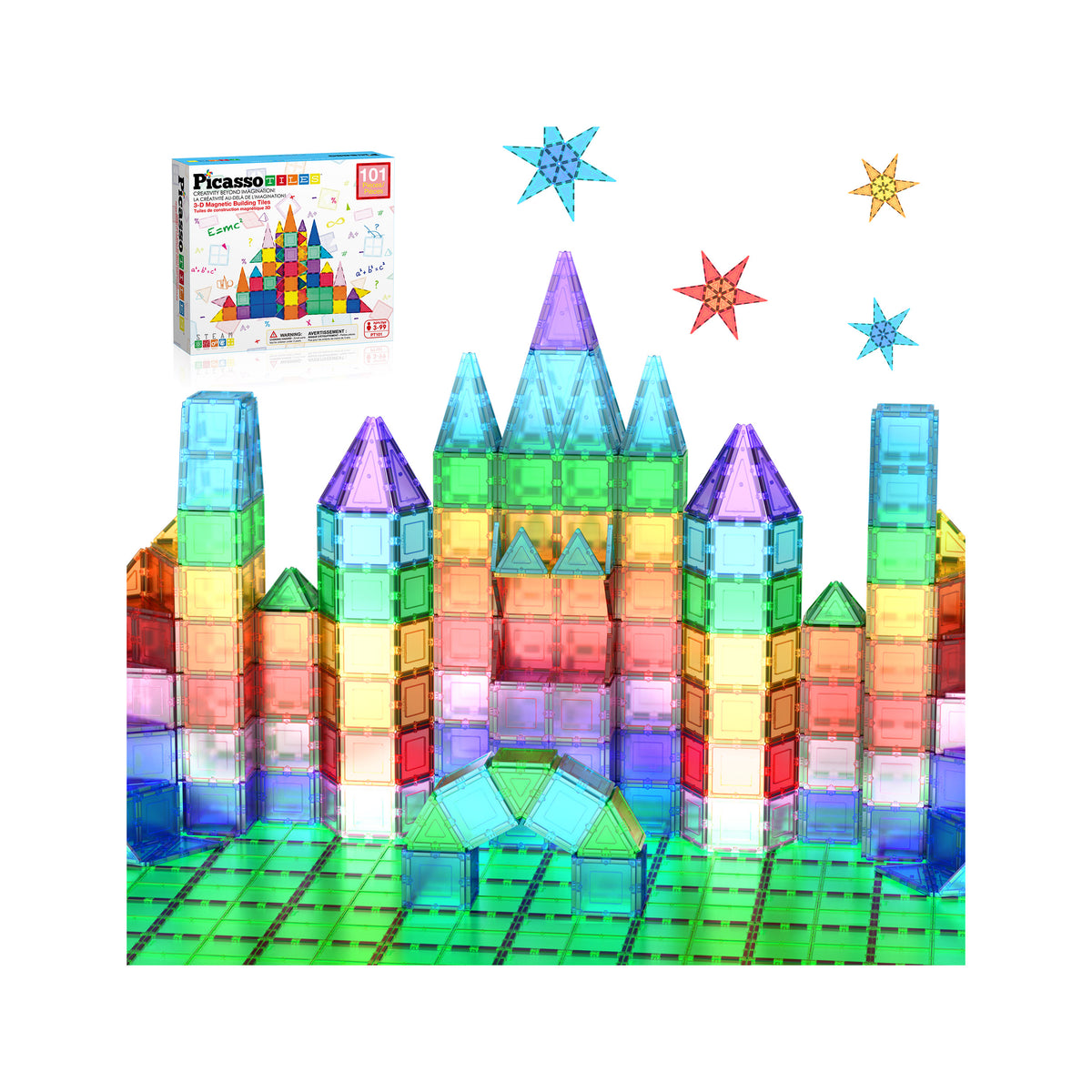 PicassoTiles 101pc Magnetic Tile Classic Building Blocks · PicassoTiles