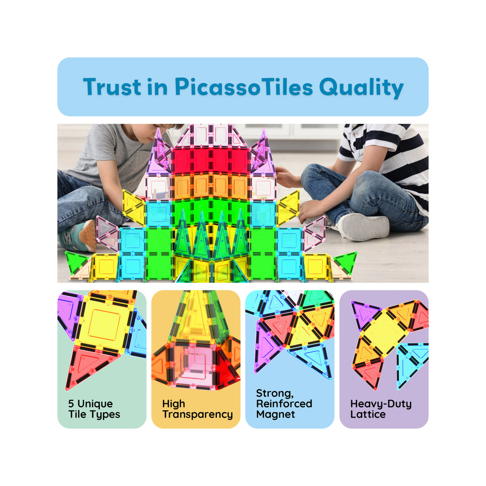 PicassoTiles 101pc Magnetic Tile Classic Building Blocks · PicassoTiles