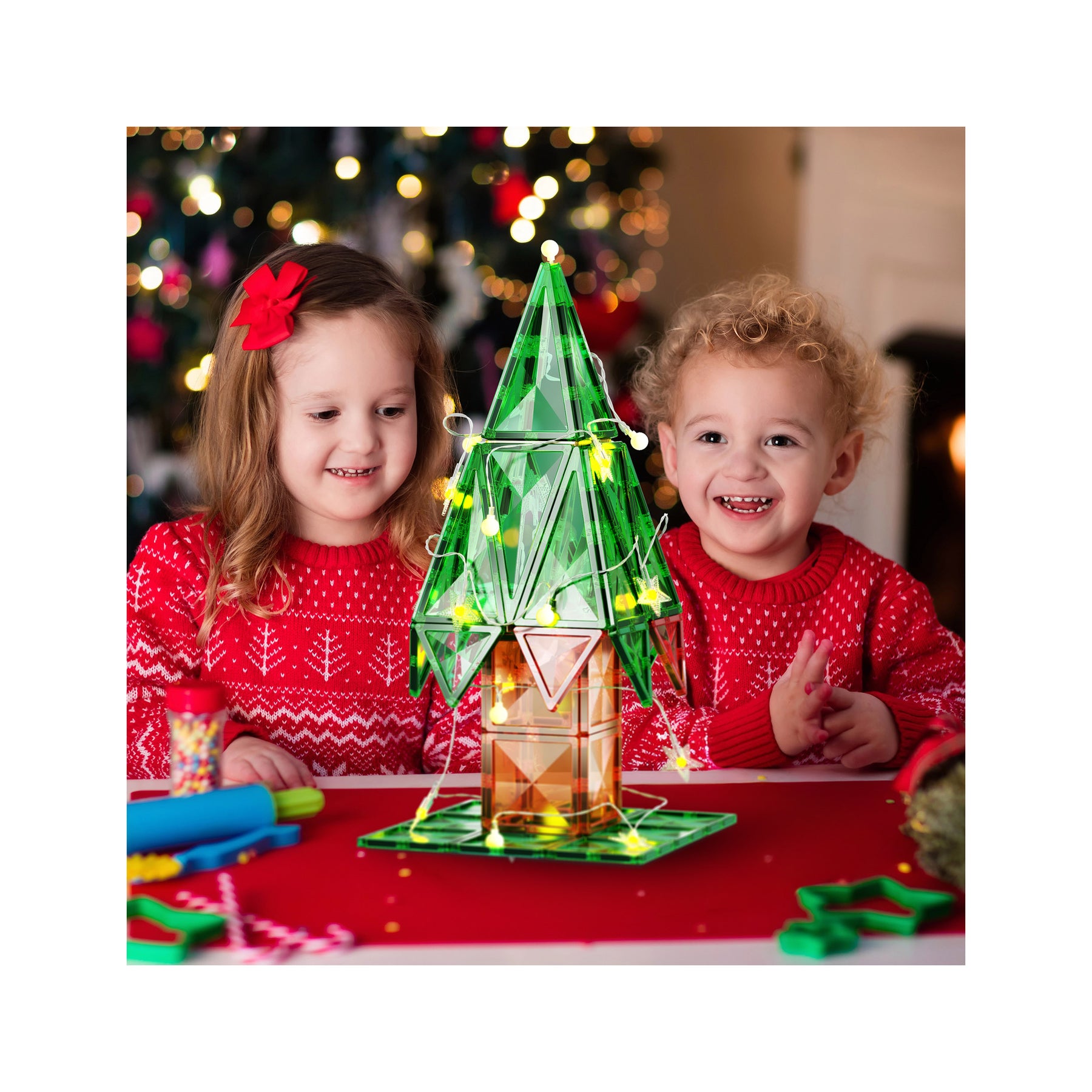 PicassoTiles 105pc Magnetic Tiles Holiday Christmas Tree Toy Set ...