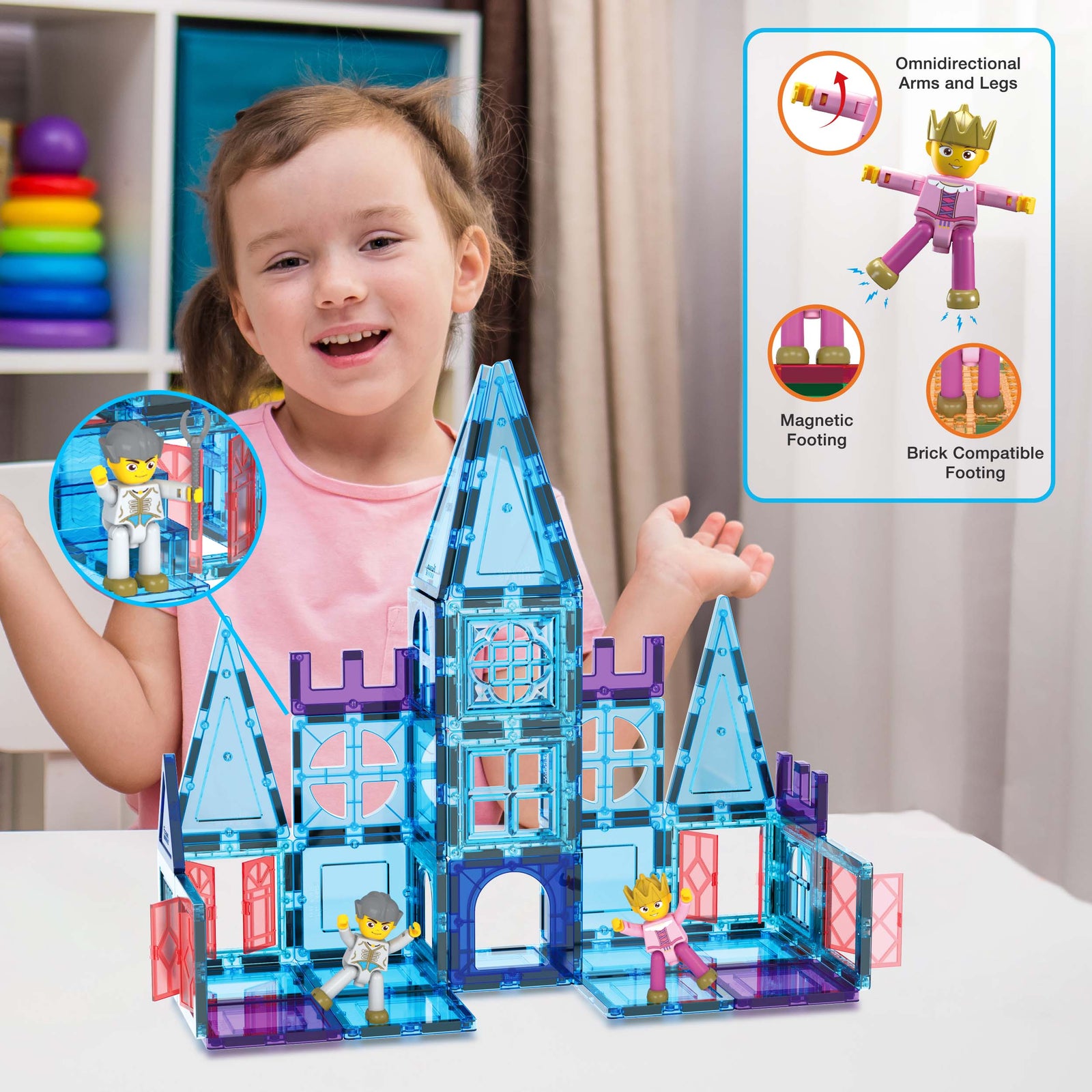 PicassoTiles 72pc Magnetic Tiles Winter Ice Castle Set · PicassoTiles