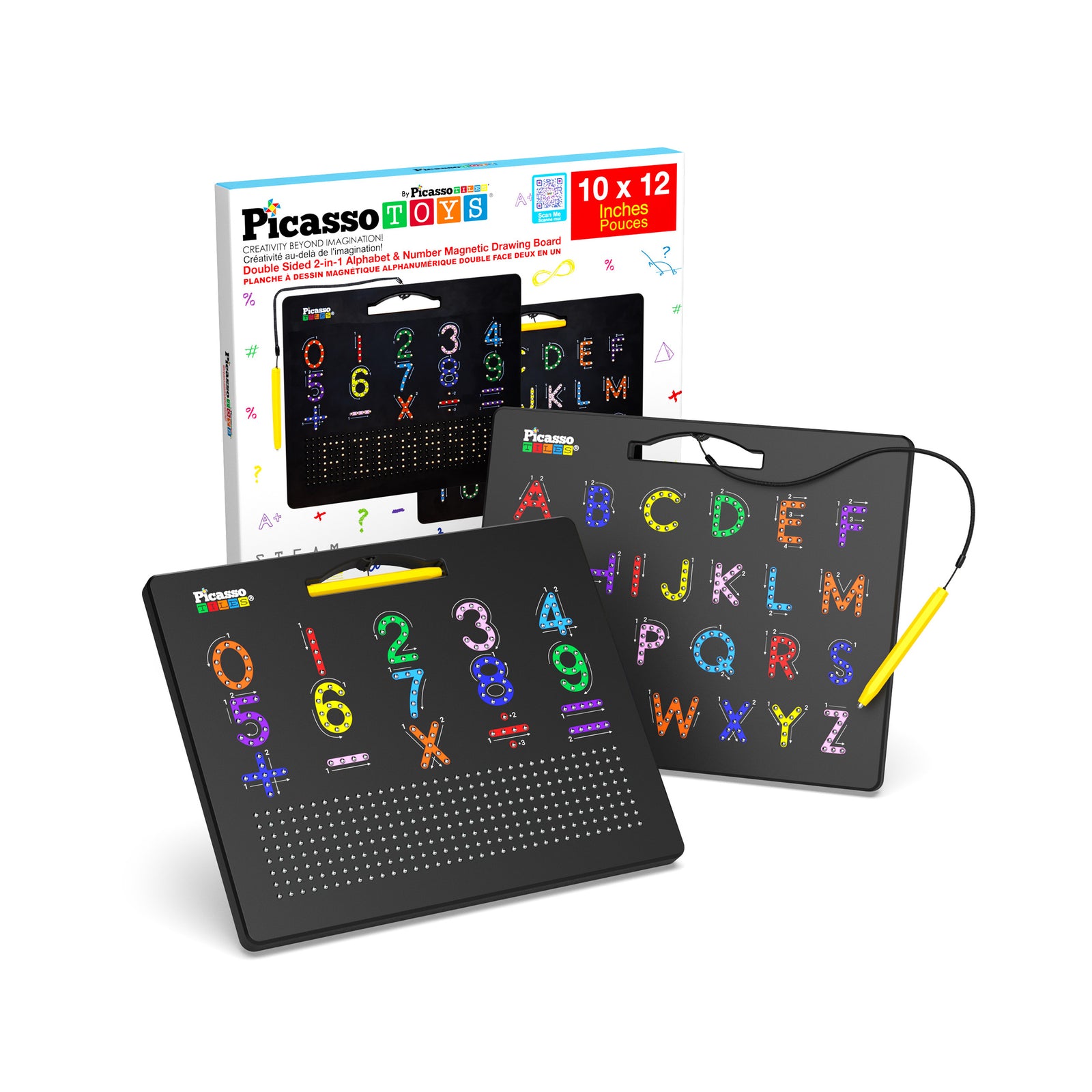 PicassoTiles Magnetic Drawing Board Letters & Numbers Double Sided ...