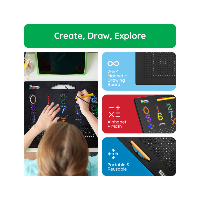 PicassoTiles Magnetic Drawing Board Letters & Numbers Double Sided ...