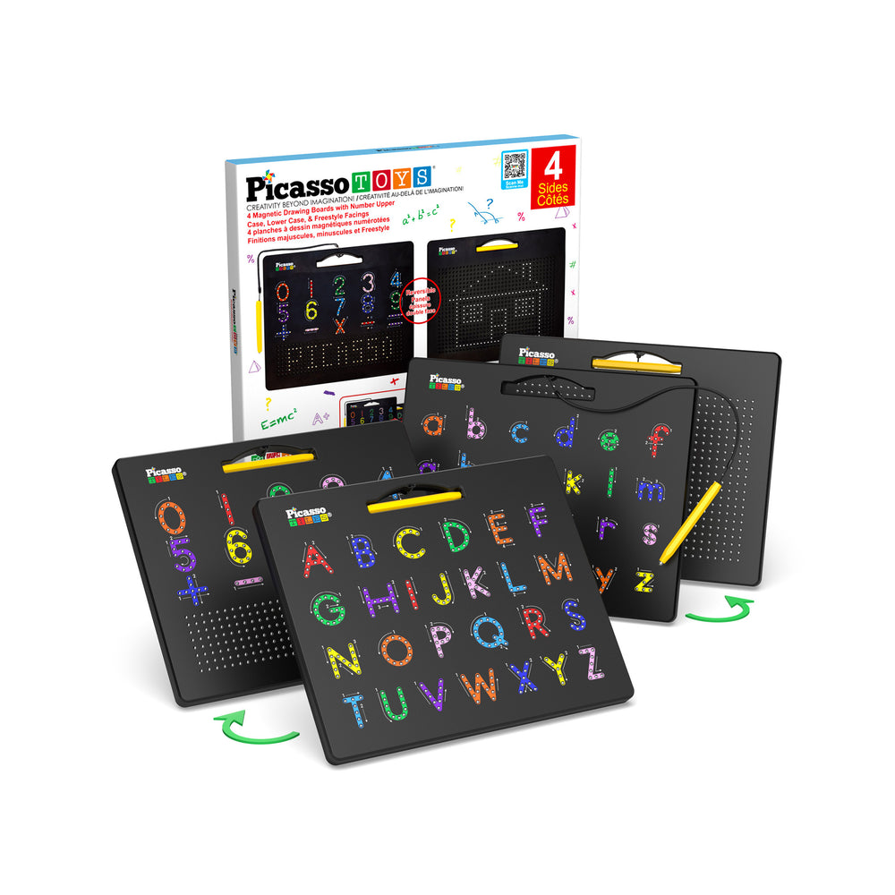 PicassoTiles 4-in-1 Magnetic Drawing Board Alphabet & Number Tracing ...