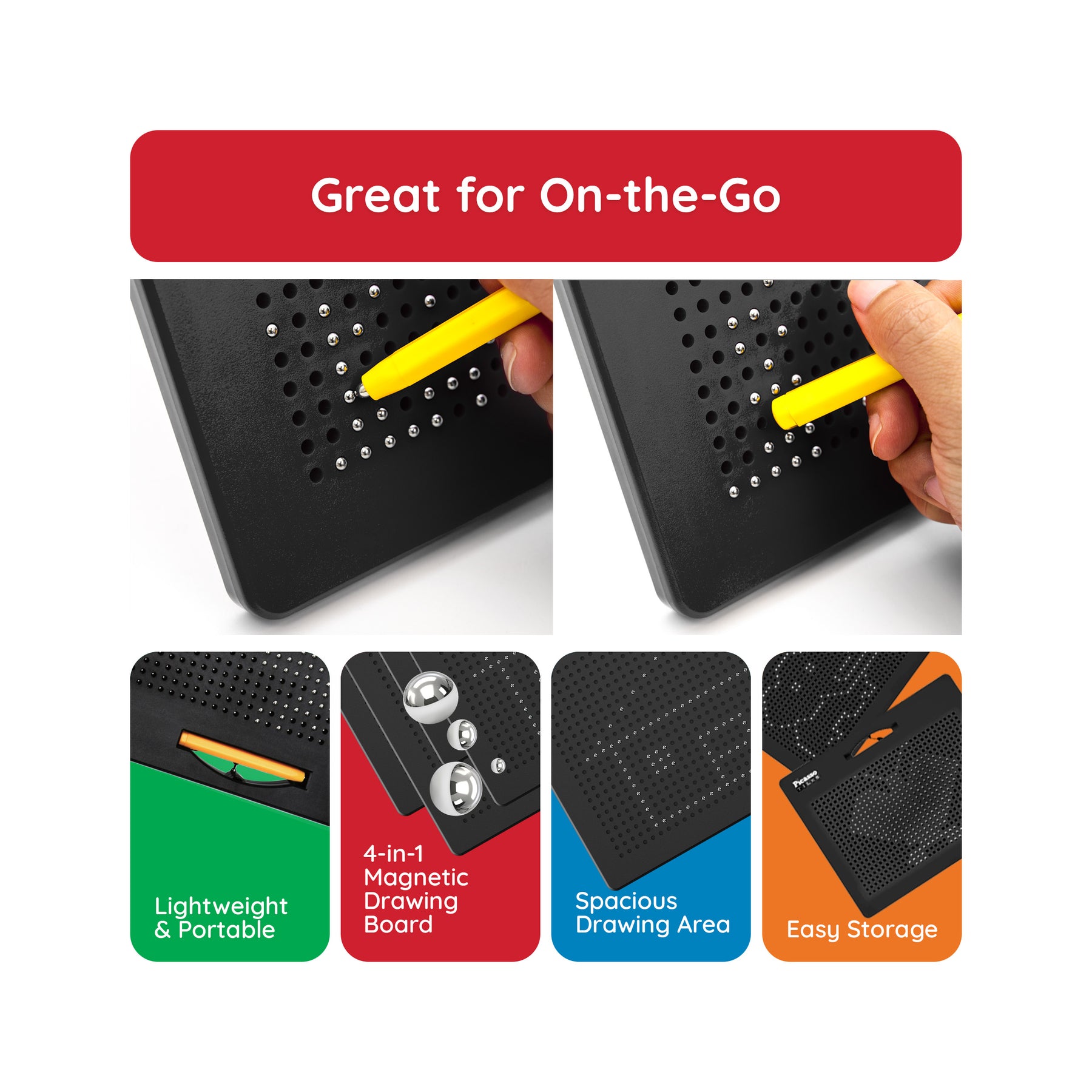 PicassoTiles 4-in-1 Magnetic Drawing Board Alphabet & Number Tracing ...