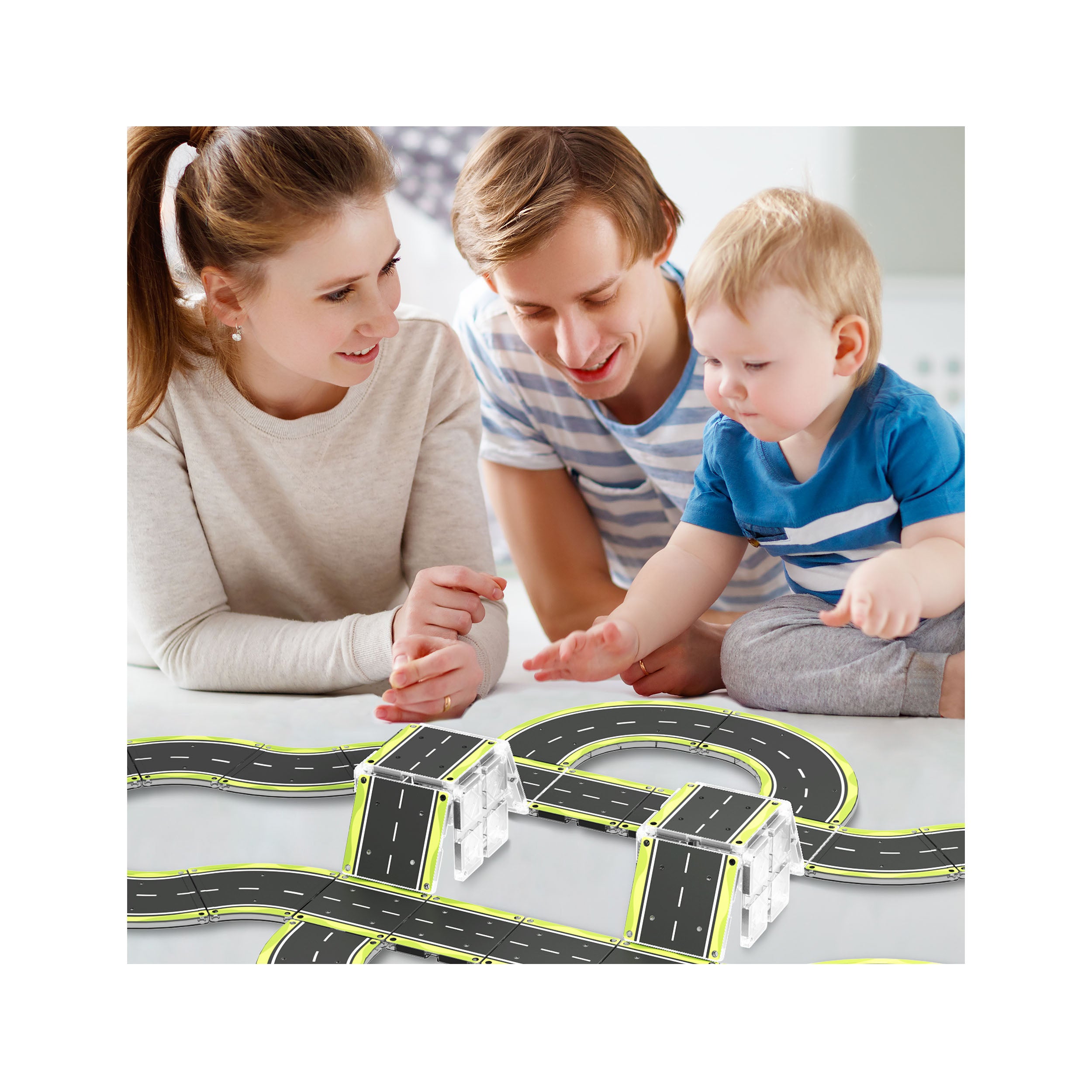 PicassoTiles Magnetic Racetrack Speedway Tiles · PicassoTiles