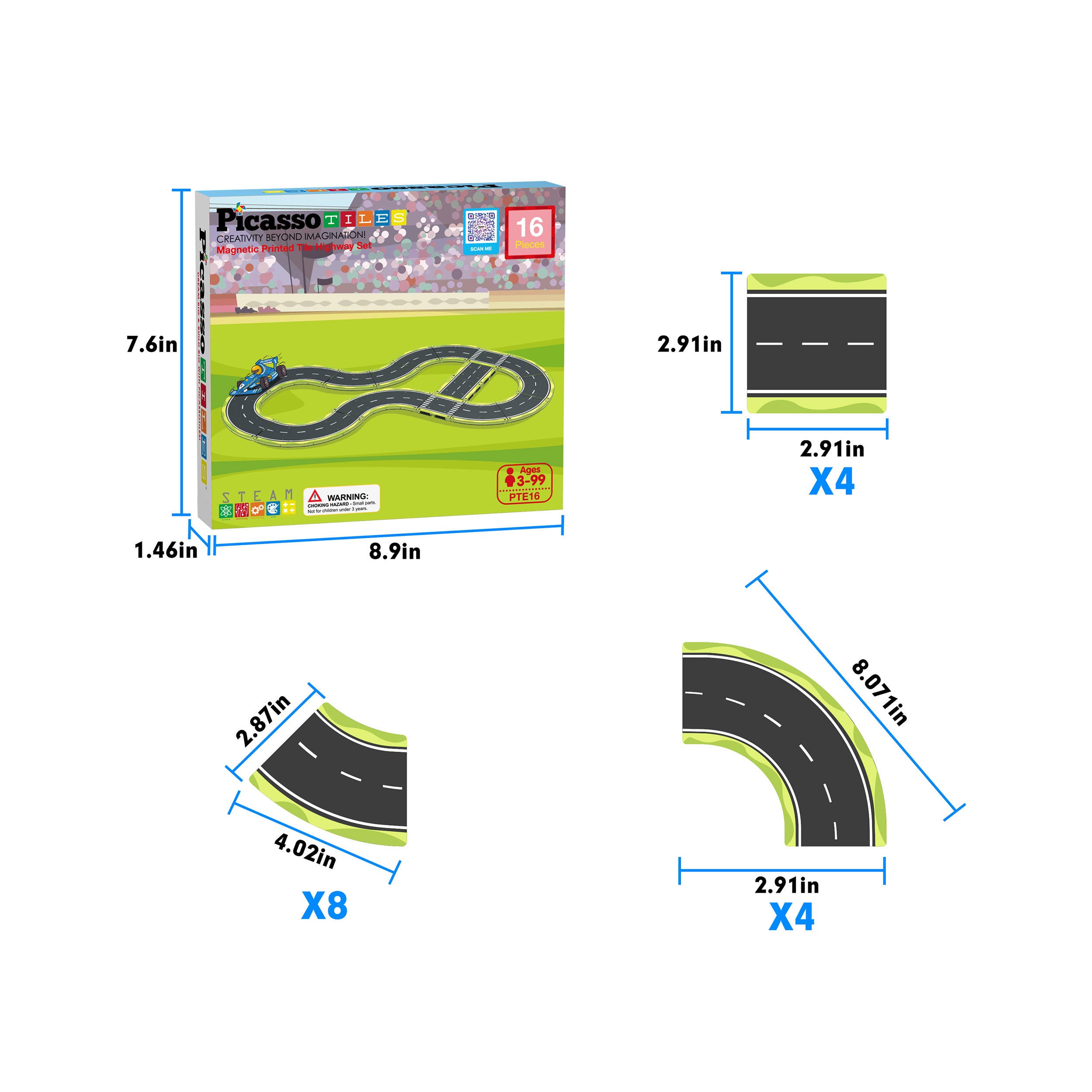 PicassoTiles Magnetic Racetrack Speedway Tiles · PicassoTiles
