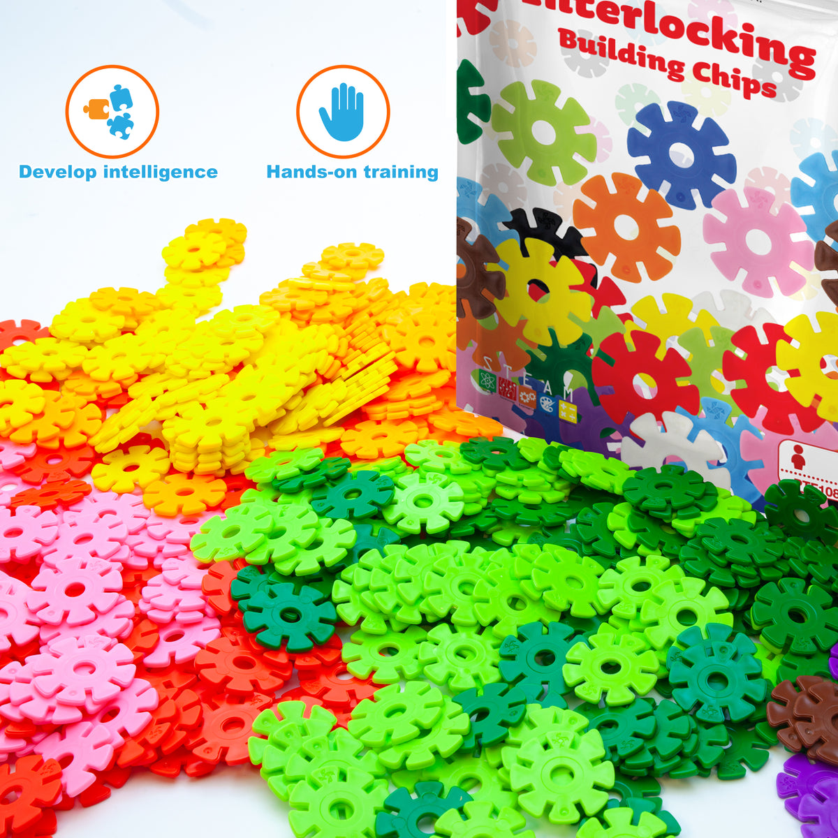 PicassoTiles Interlocking Disc Building Chips - 12 colors · PicassoTiles