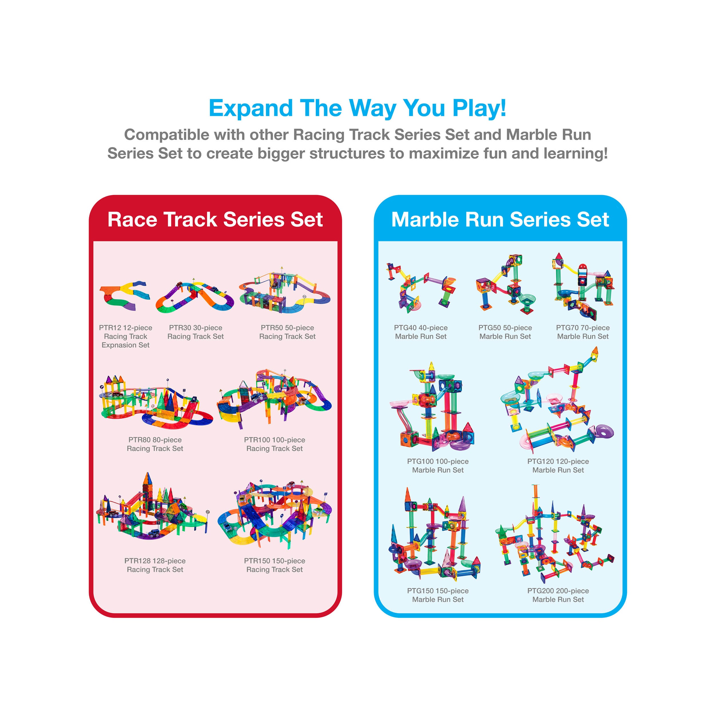 PicassoTiles 3-in-1 Magnetic Tile, Marble Run, and Racing Track ...