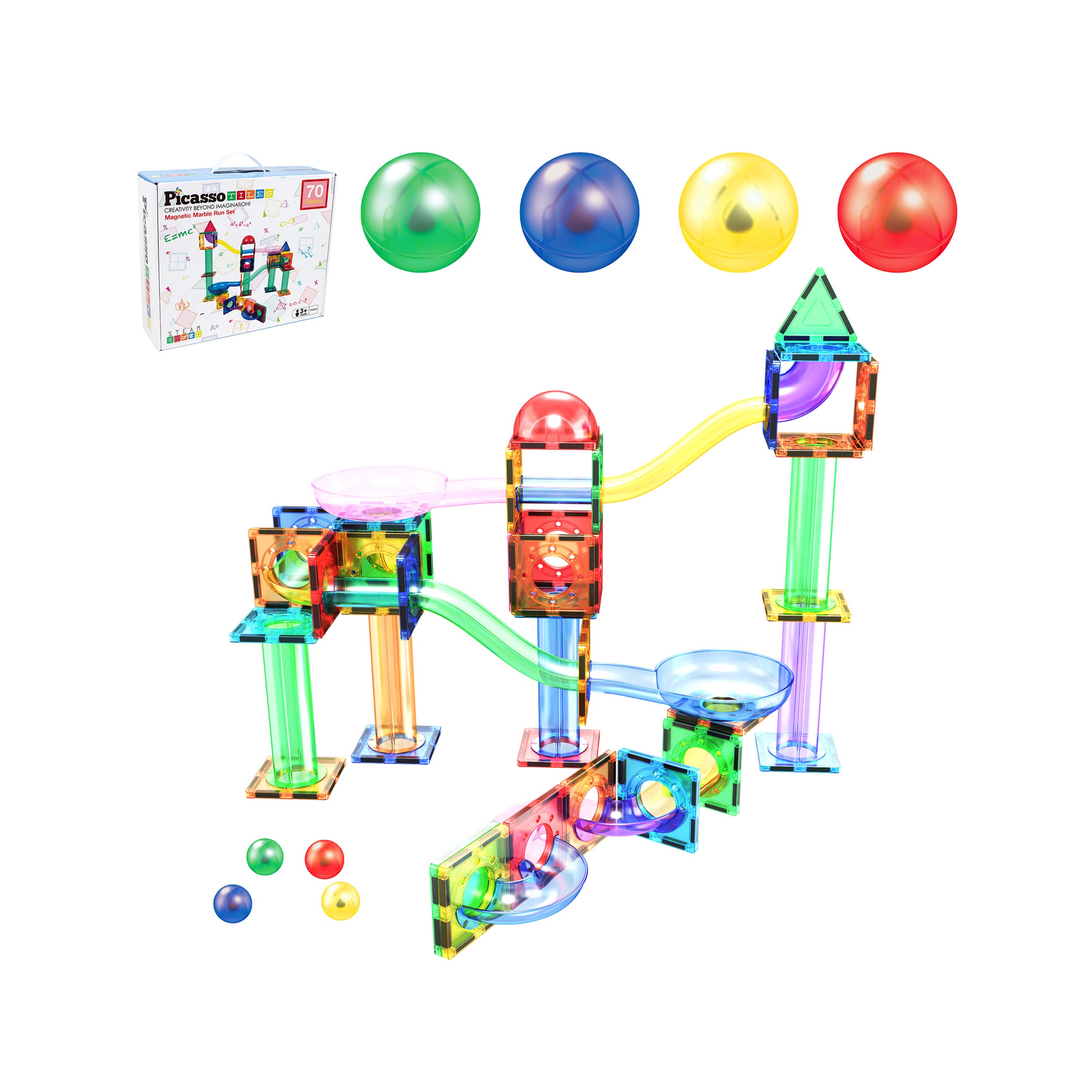 PicassoTiles 70pc Marble Run Building Blocks Set · PicassoTiles