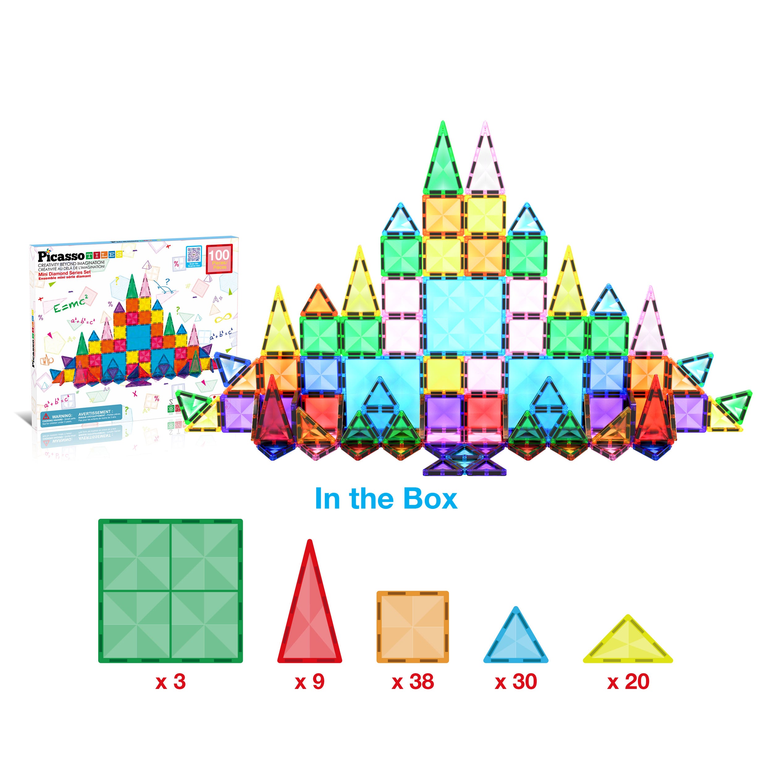 PicassoTiles Mini Diamond Travel Size 100pc Magnet Building Tile Set ...