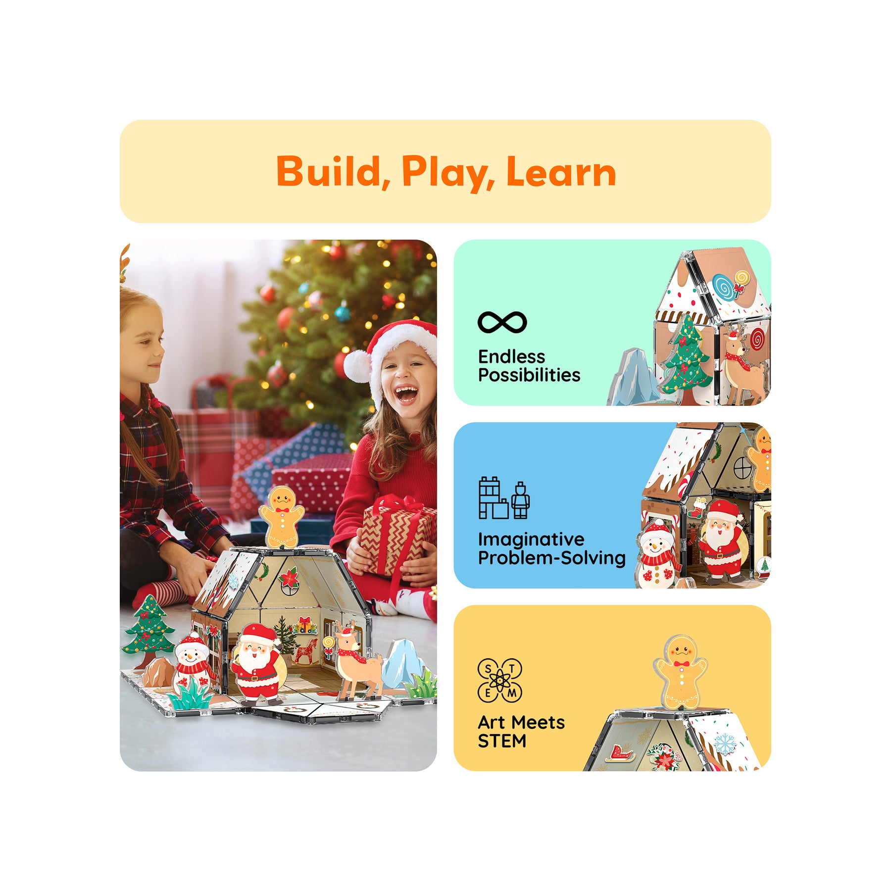 PicassoTiles Magnetic Tile Gingerbread House Holiday Set · PicassoTiles