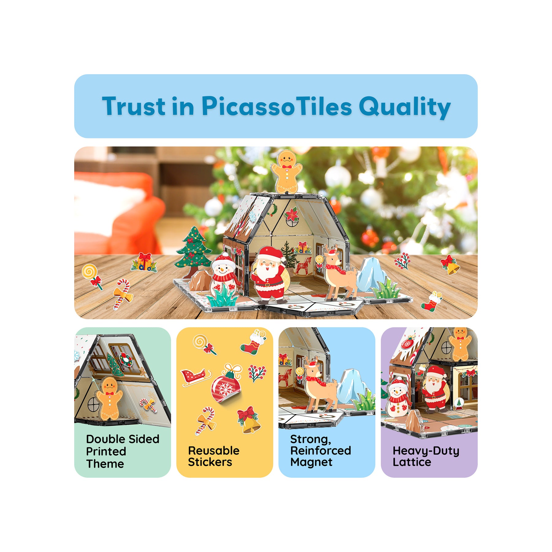 PicassoTiles Magnetic Tile Gingerbread House Holiday Set · PicassoTiles