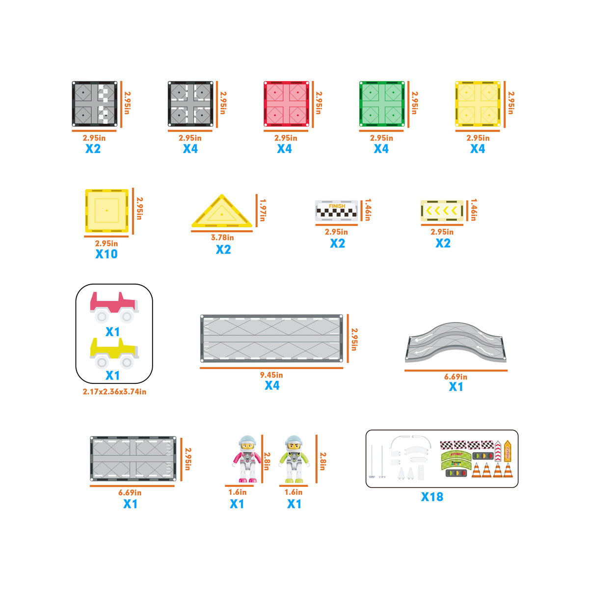 PicassoTiles Dinosaur Magnetic Tiles Race Car Track Building Set ...