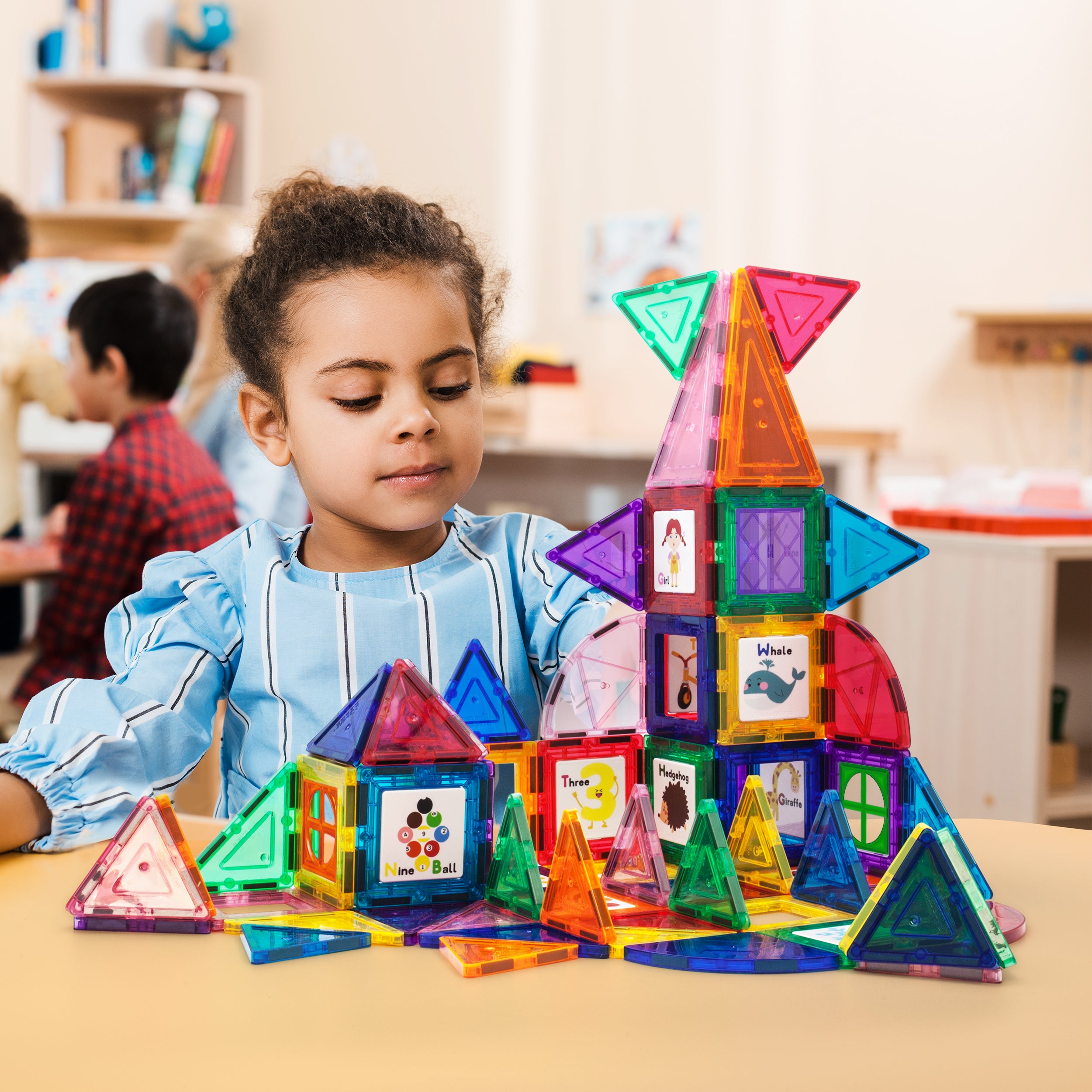 PicassoTiles 102 Piece Magnetic Building Tile Set w/Educational Artwor ...