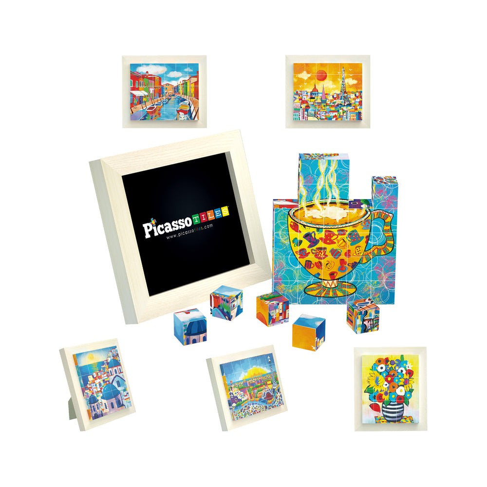 PicassoTiles Magnet Puzzle Cubes Famous Paintings with Free Frame Stan ...