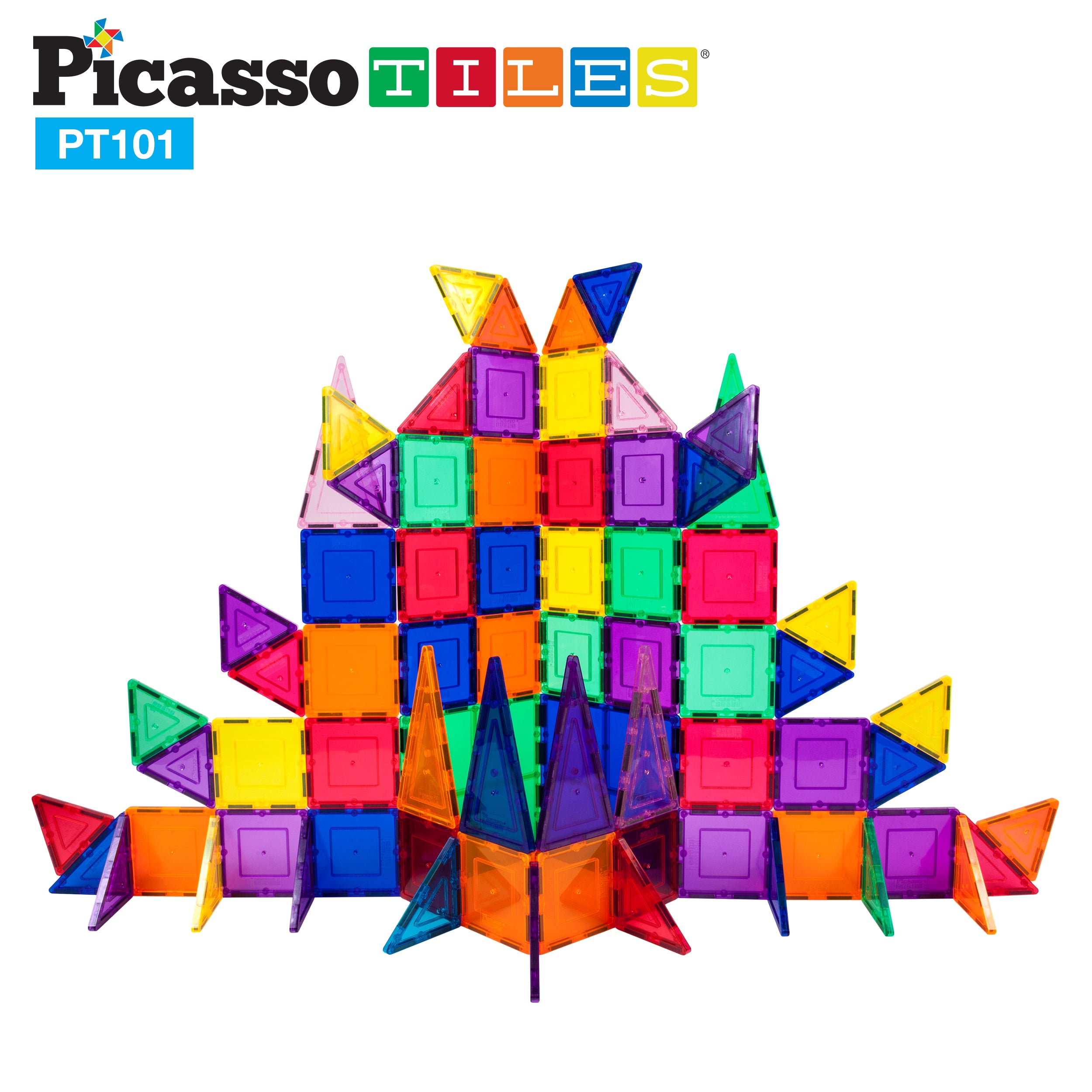 PicassoTiles Magnetic Tile Building Block Classic 101 Piece Playset ...