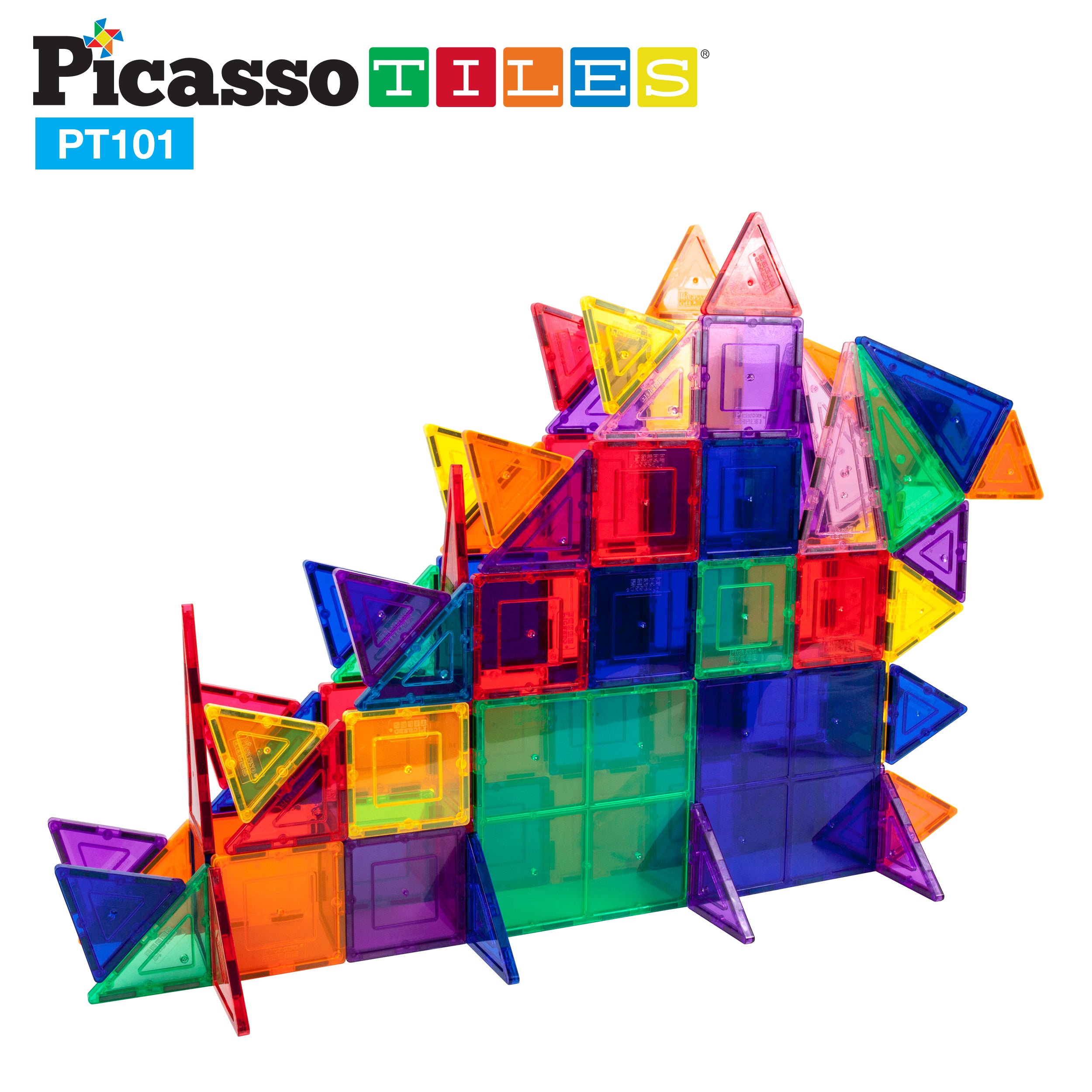 PicassoTiles Magnetic Tile Building Block Classic 101 Piece Playset ...