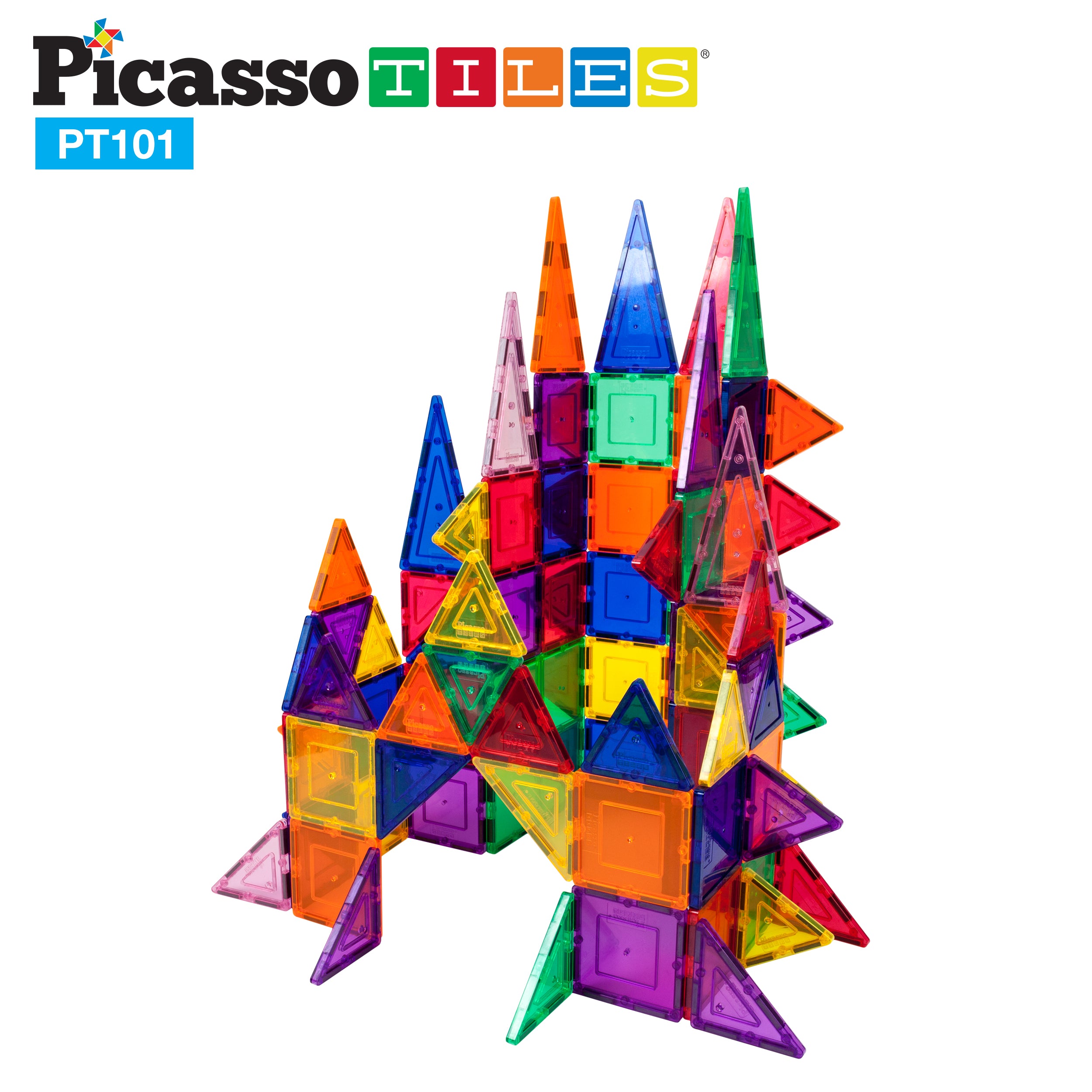PicassoTiles Magnetic Tile Building Block Classic 101 Piece Playset ...