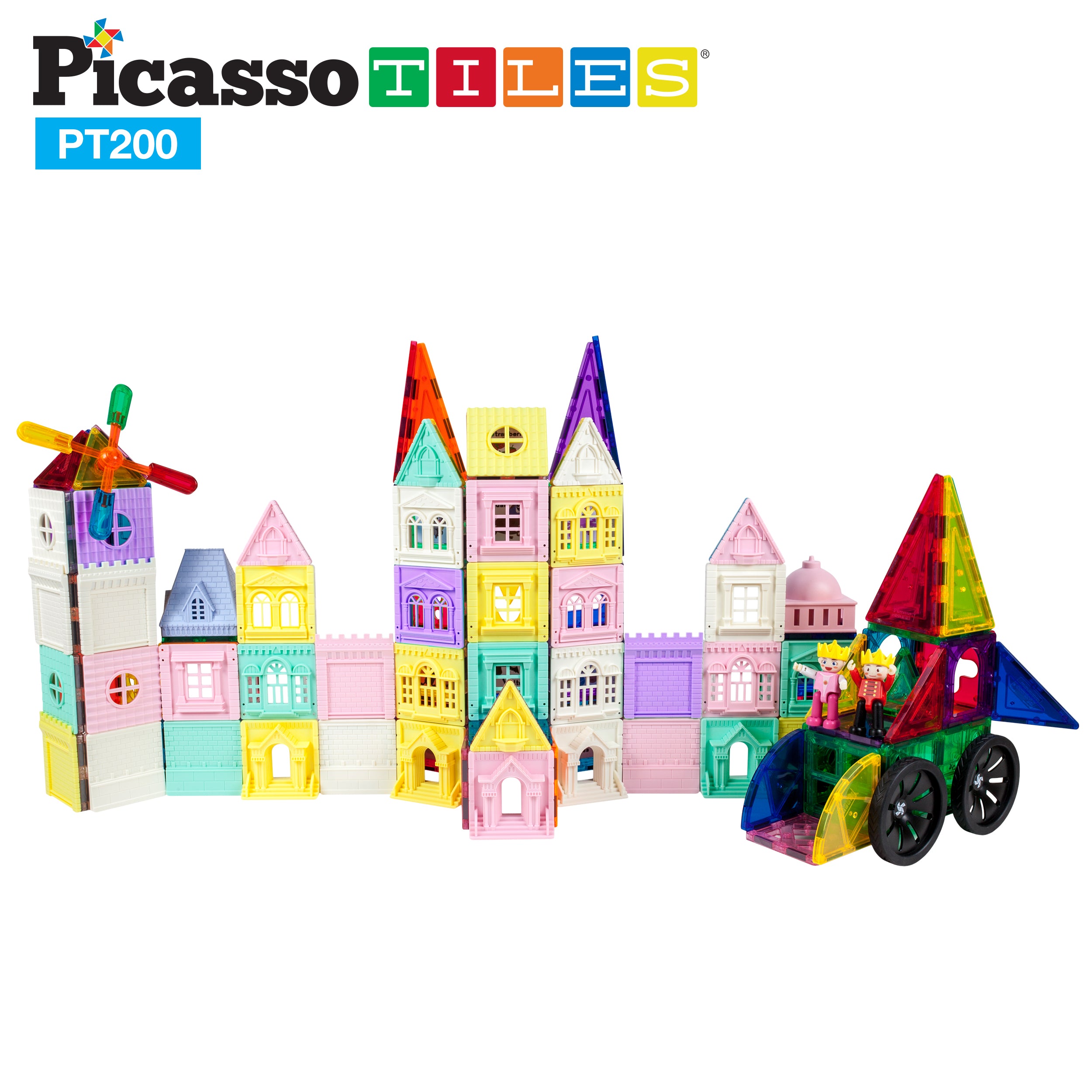 PicassoTiles Magnetic Tile Castle Set with Action Figures & Enhancemen ...
