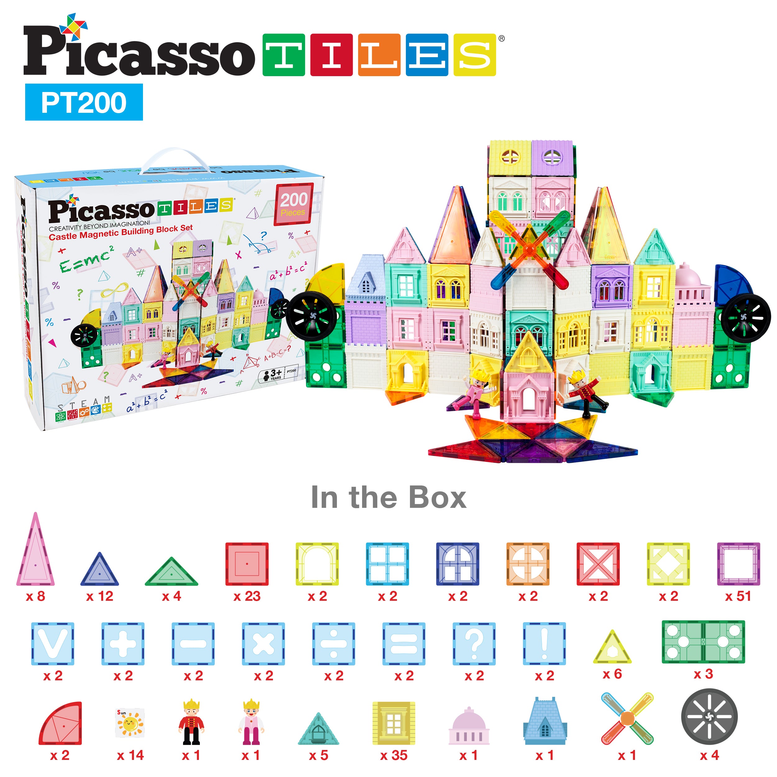 PicassoTiles Magnetic Tile Castle Set with Action Figures & Enhancemen ...