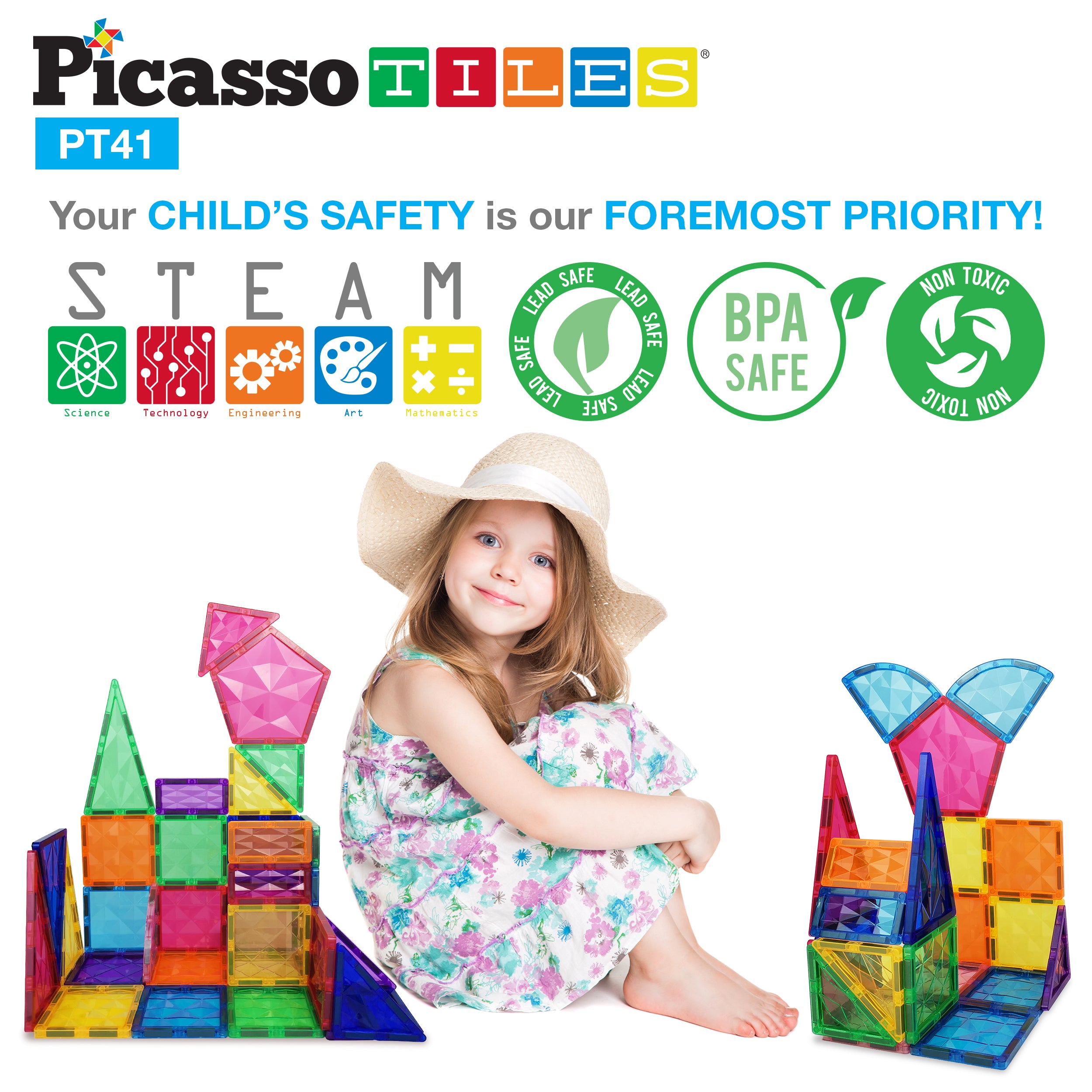 PicassoTiles 41pc Prism Magnetic Building Block Set · PicassoTiles
