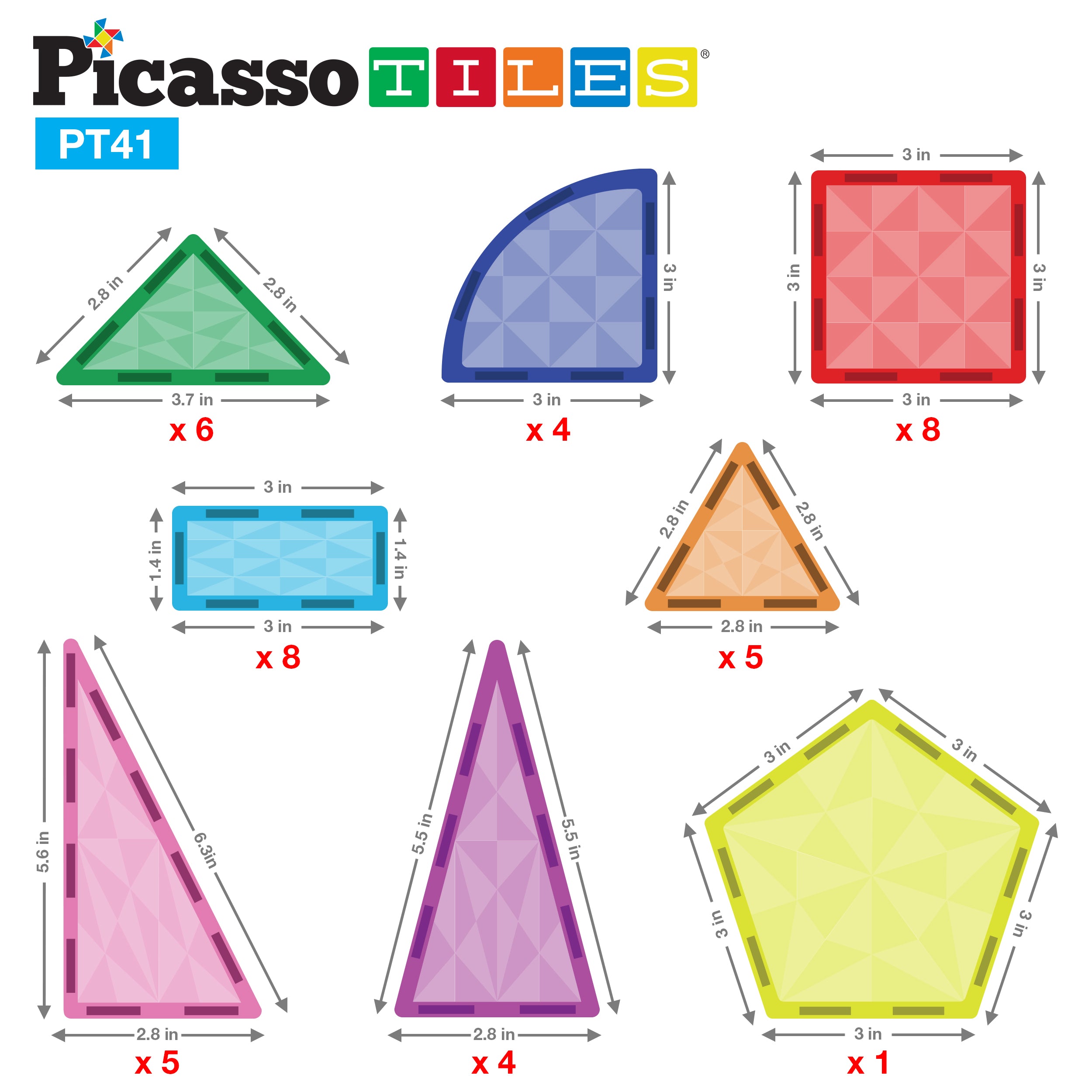 PicassoTiles 41pc Prism Magnetic Building Block Set · PicassoTiles