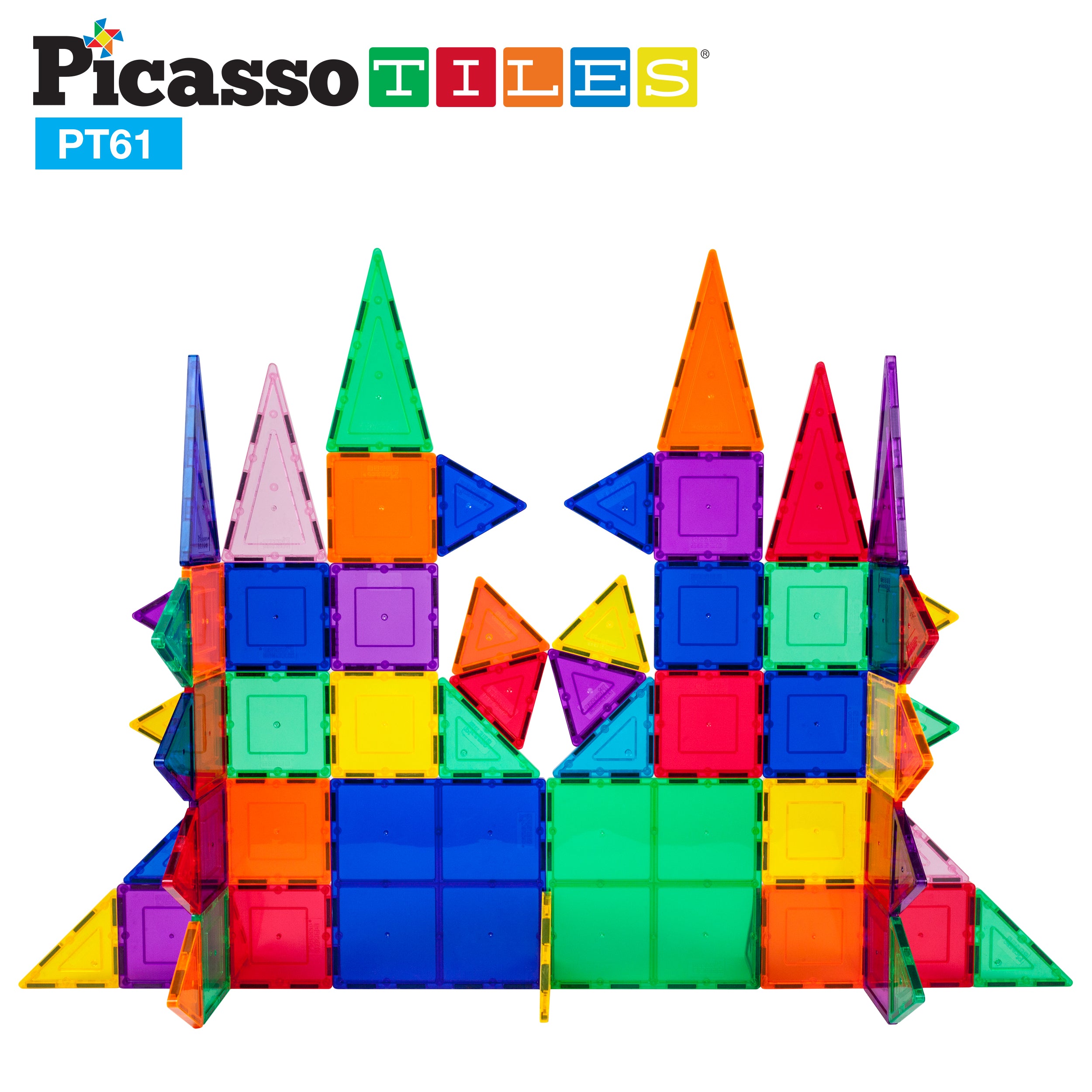 PicassoTiles Magnetic Tile Classic 61pc Building Set · PicassoTiles