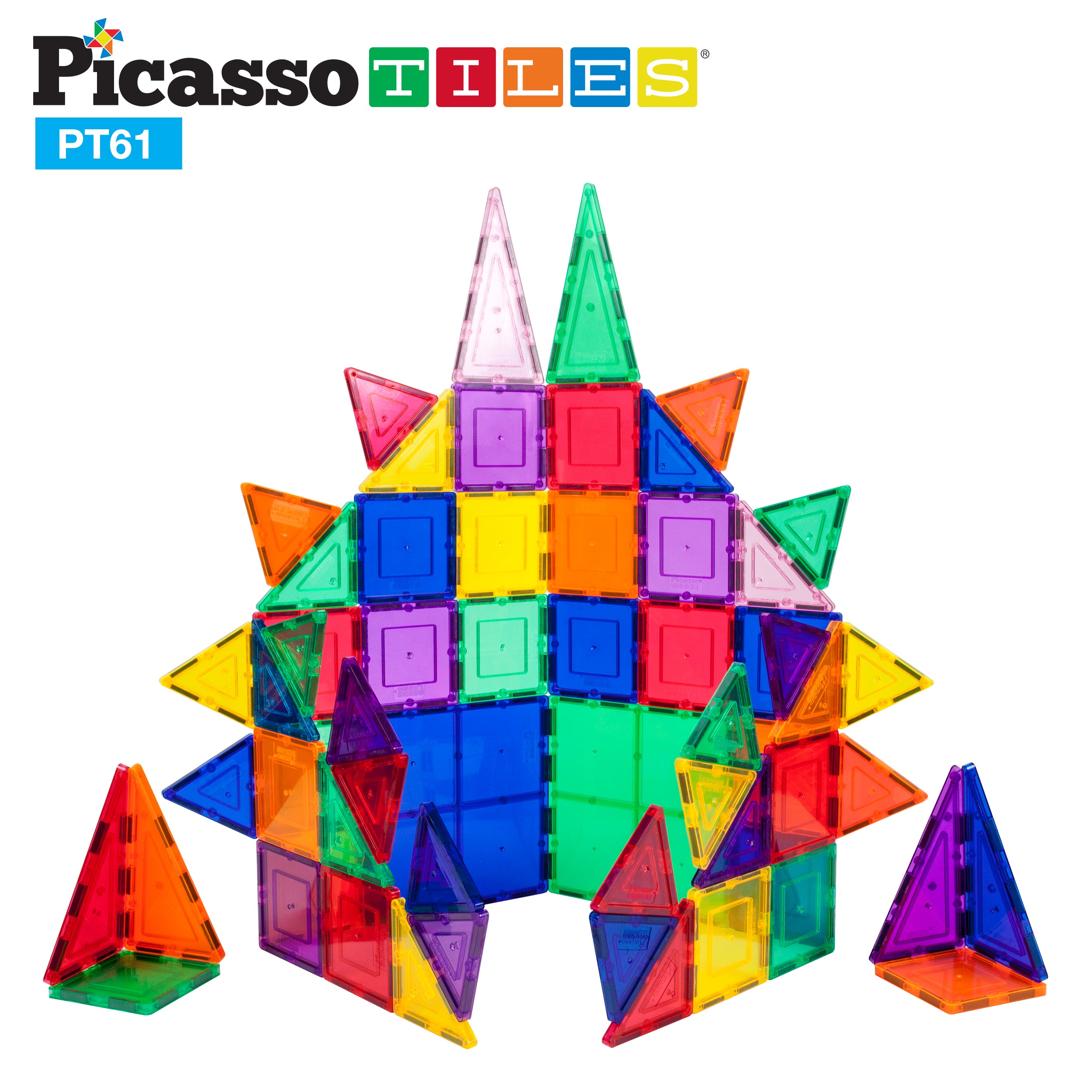 PicassoTiles Magnetic Tile Classic 61pc Building Set · PicassoTiles