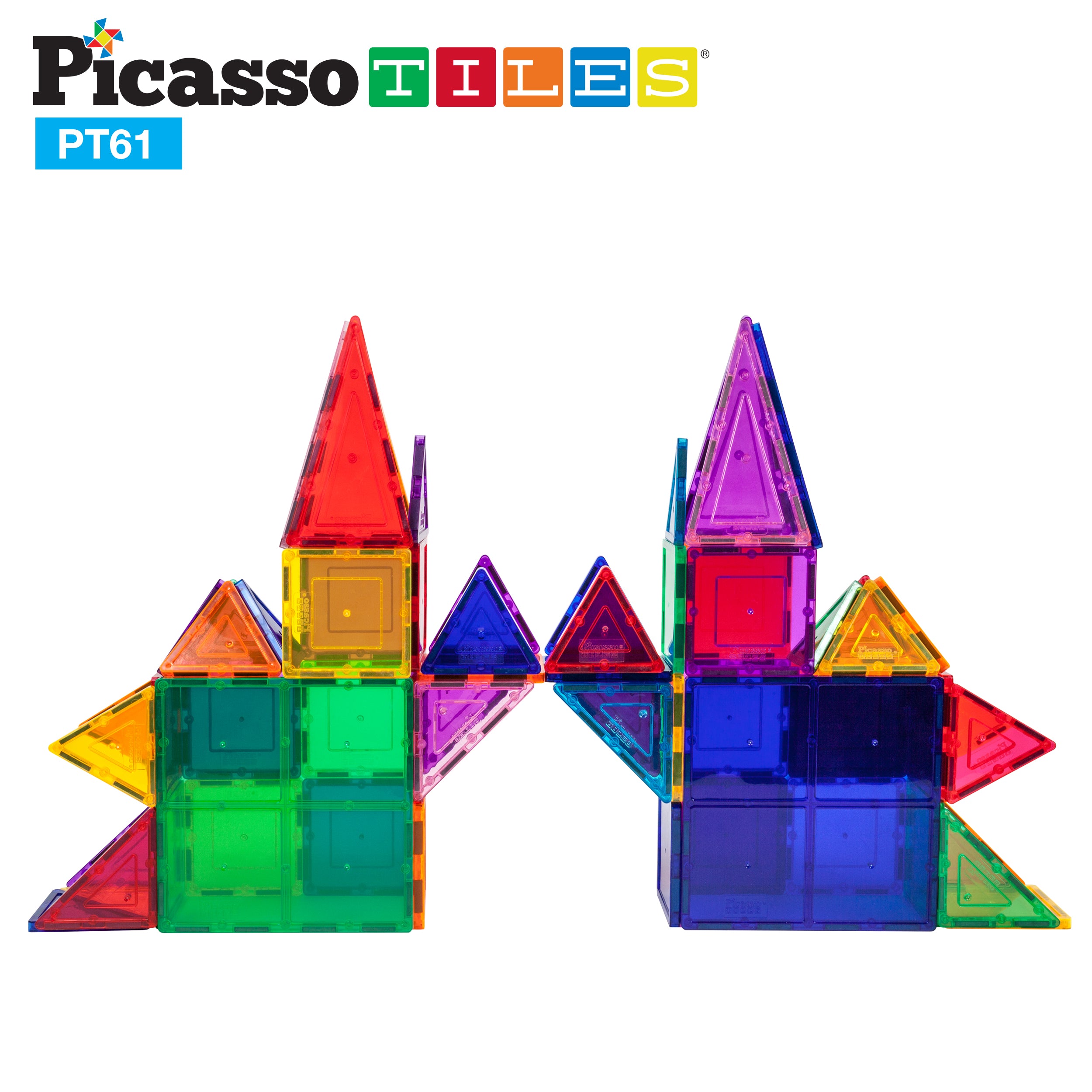 PicassoTiles Magnetic Tile Classic 61pc Building Set · PicassoTiles