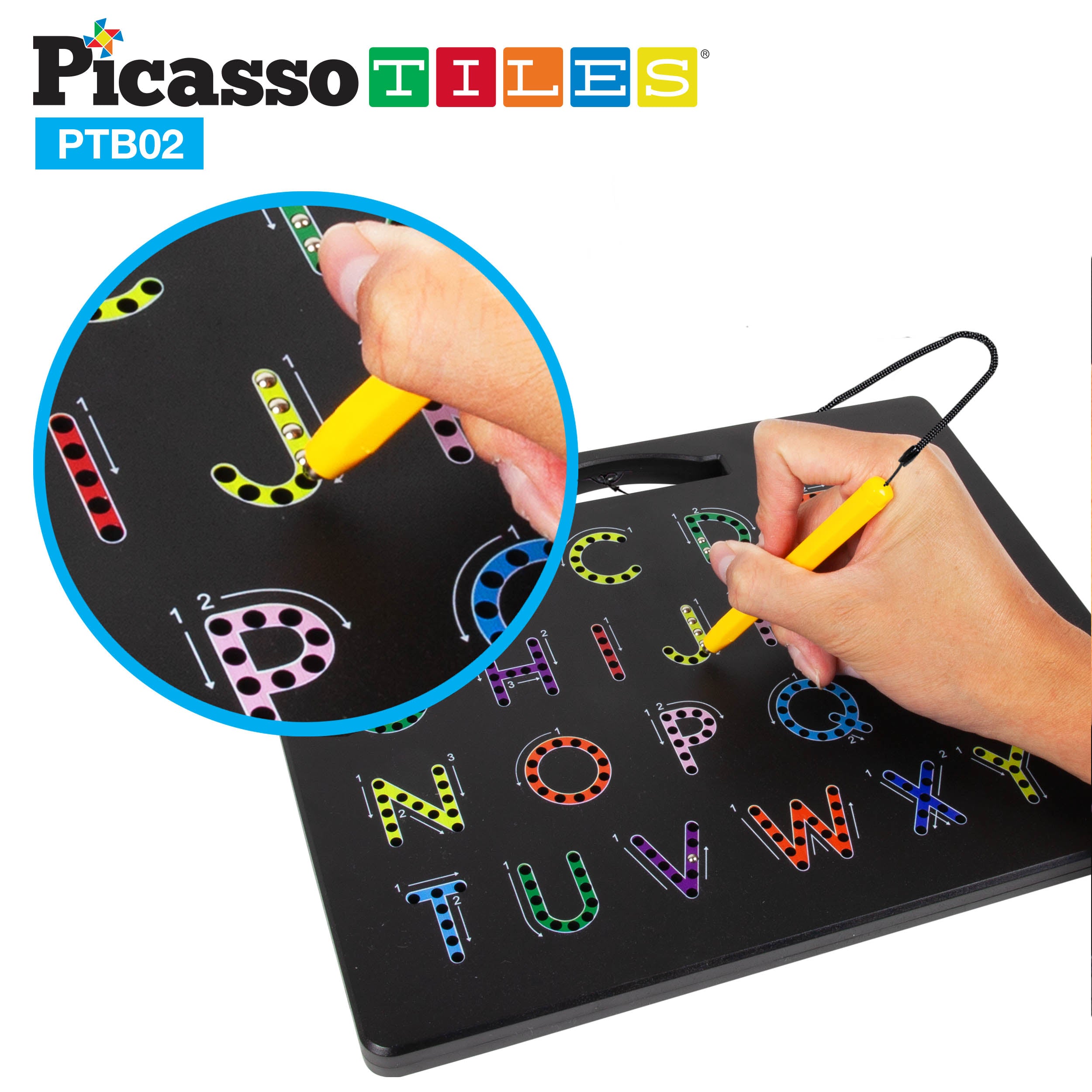 PicassoTiles 12”x10” Double-Sided Magnetic Drawing Board with Letters ...
