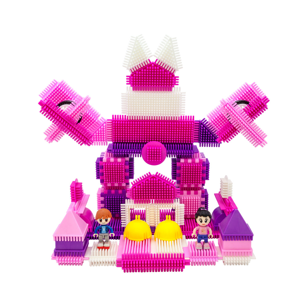 PicassoTiles 106pc Pink Castle Hedgehog Building Blocks Basic Building ...