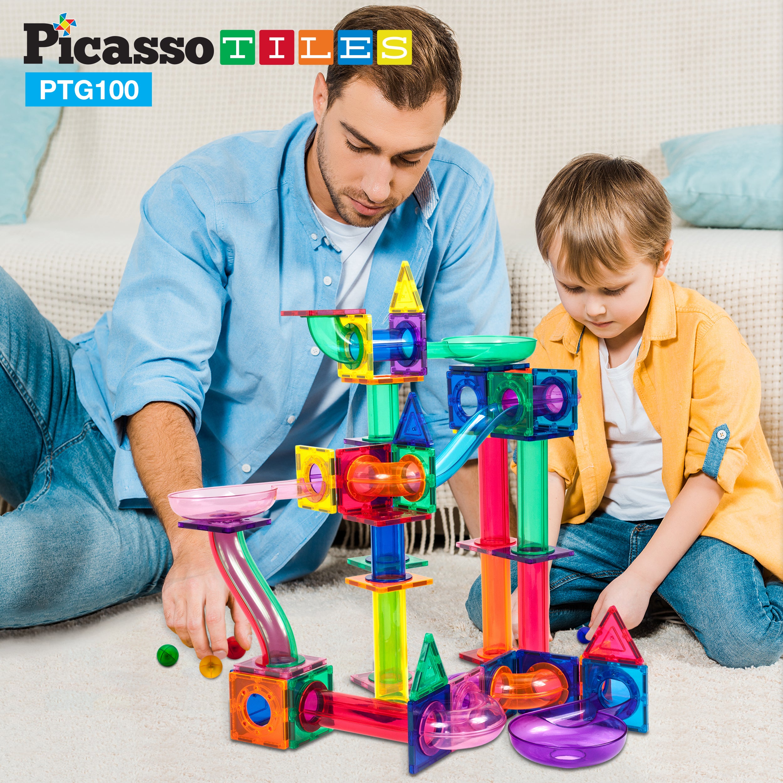 PicassoTiles 100pc Marble Run Building Blocks · PicassoTiles