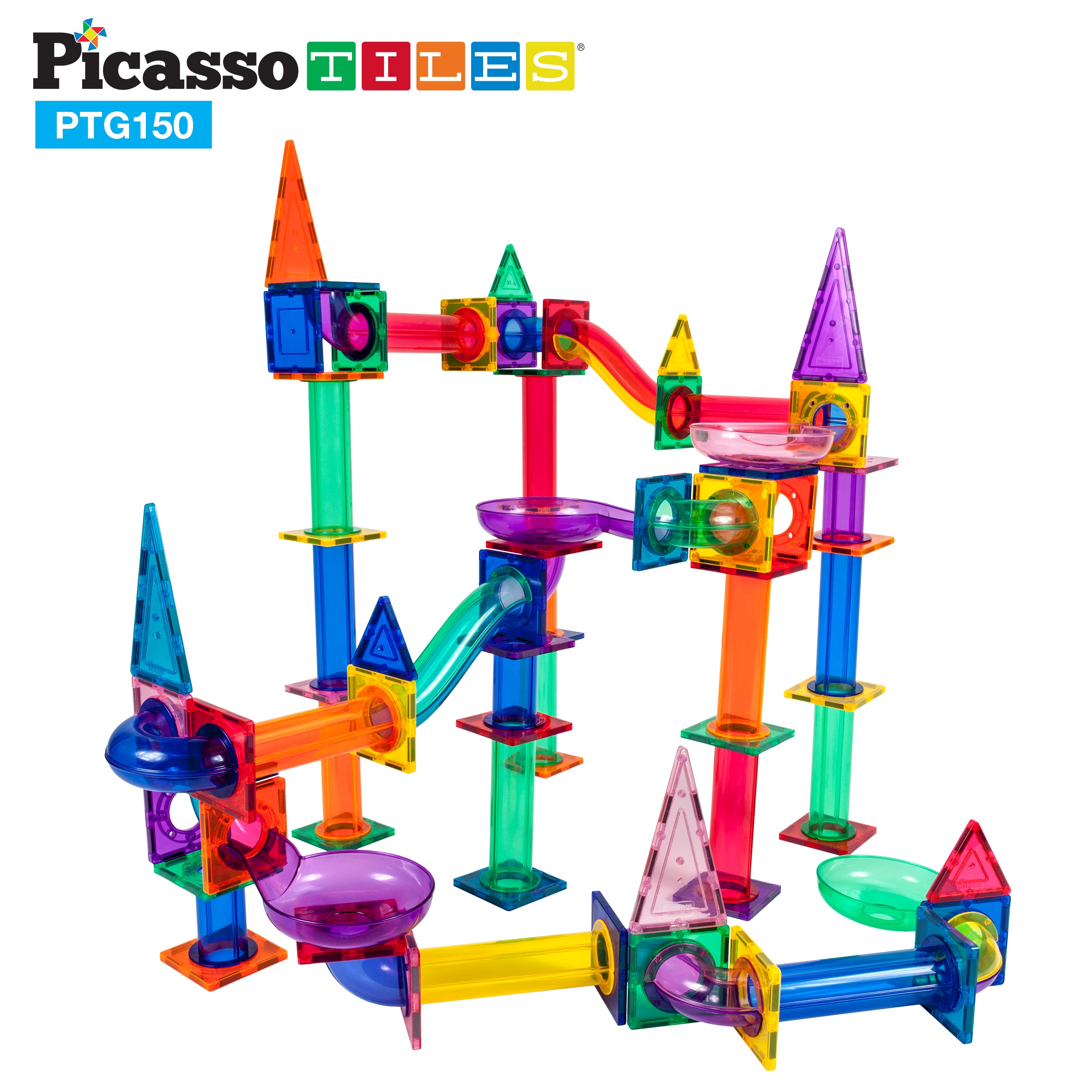 PicassoTiles 150 Pieces Marble Run Building Blocks PTG150 · PicassoTiles