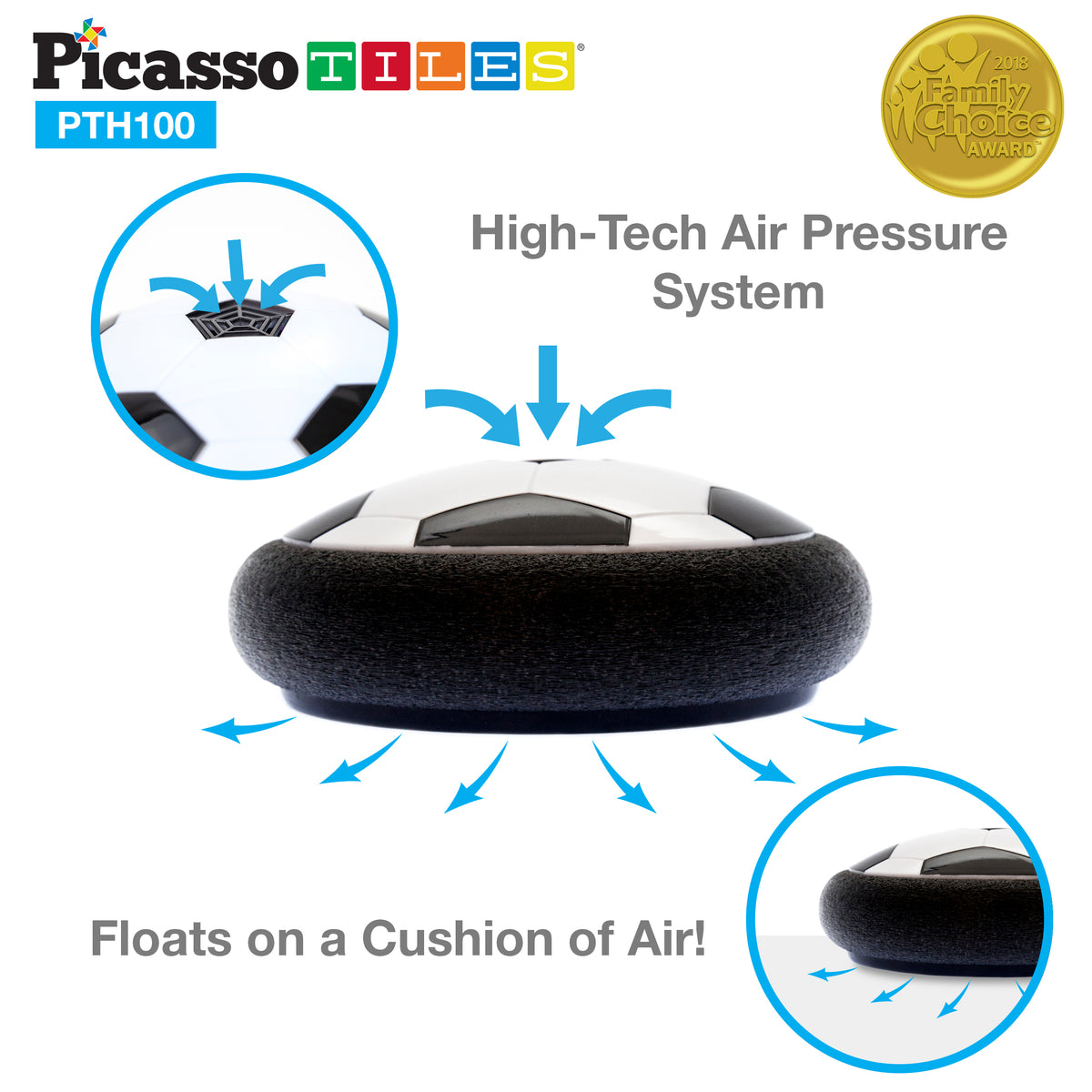 PicassoTiles Hover Soccer Ball with Protective Bumper Foam · PicassoTiles