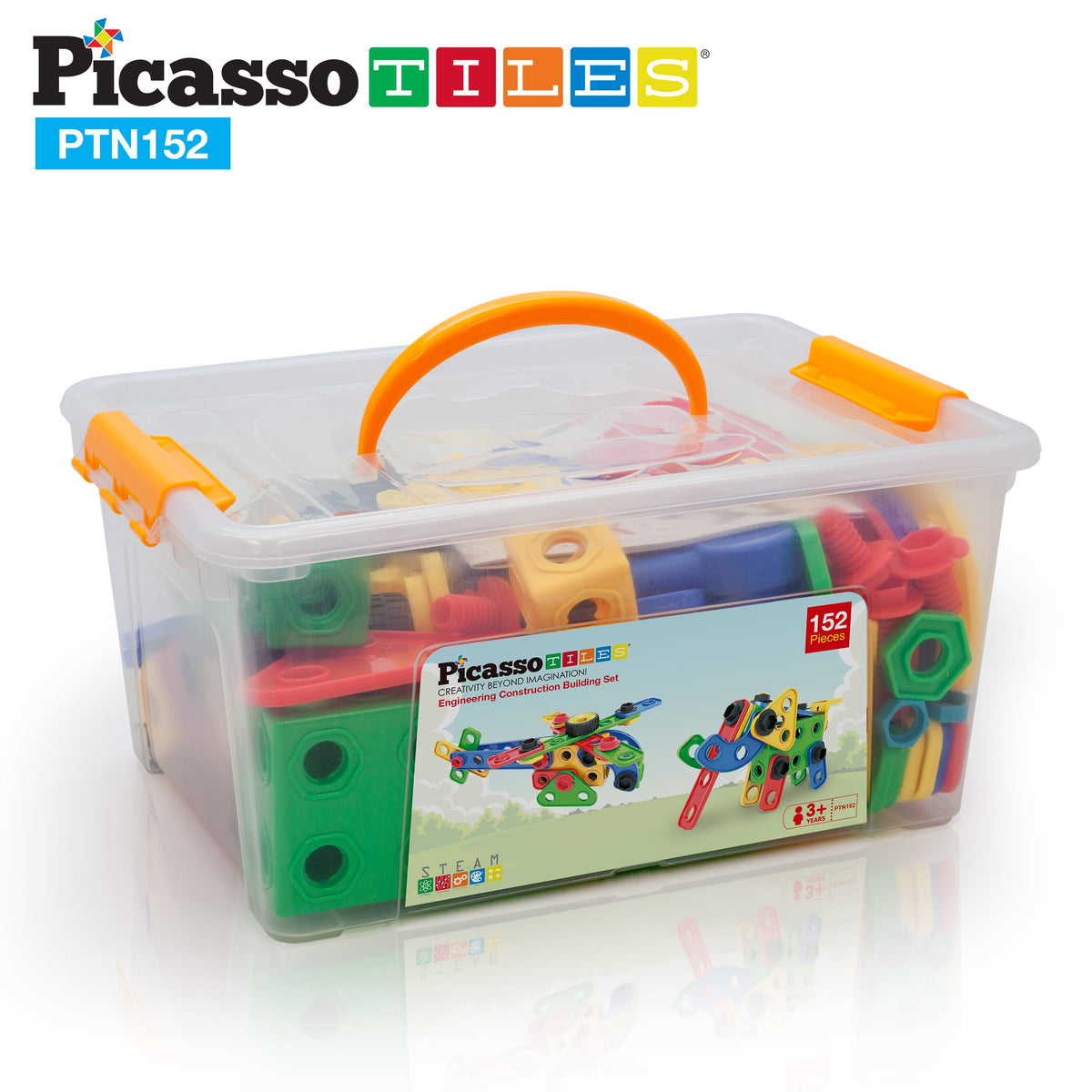 PicassoTiles 152pc Engineering Construction Set with Power Drill ...