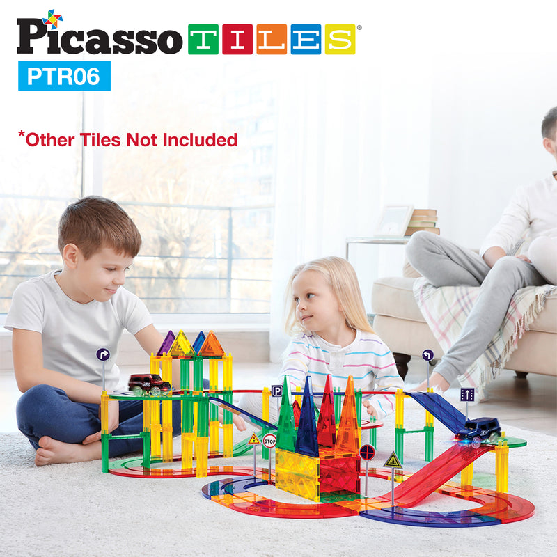 PicassoTiles 6pc Race Track Ramp Magnet Toy Expansion Pack · PicassoTiles