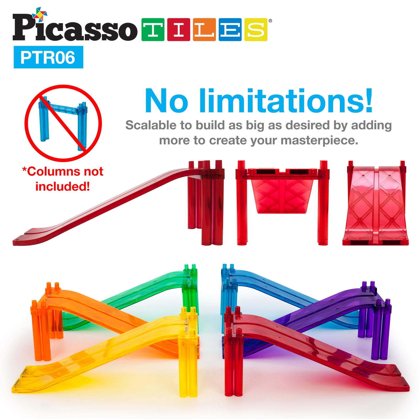 PicassoTiles 6pc Race Track Ramp Magnet Toy Expansion Pack · PicassoTiles