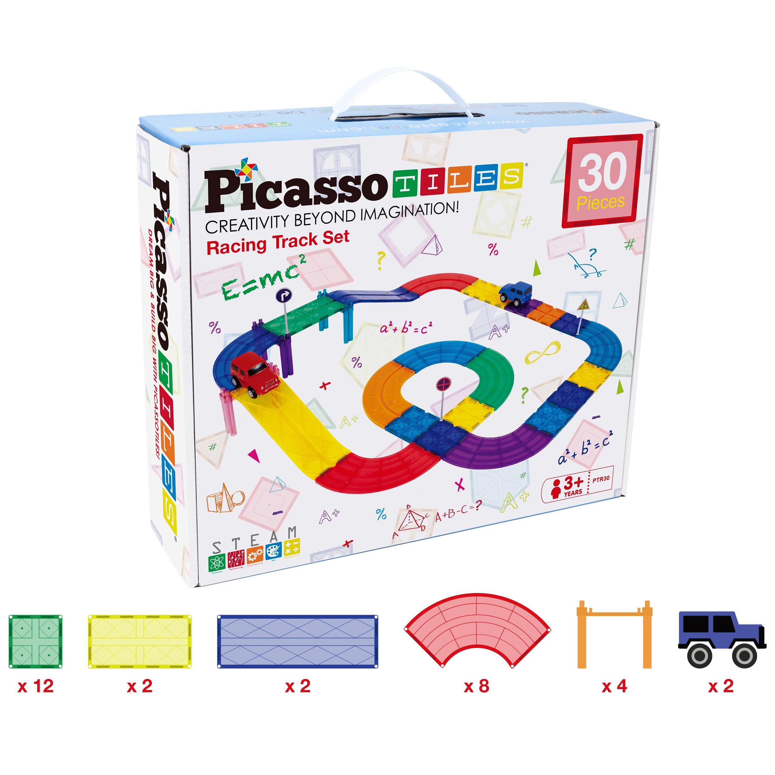 PicassoTiles Magnetic Race Car Track with Trucks Building Set ...