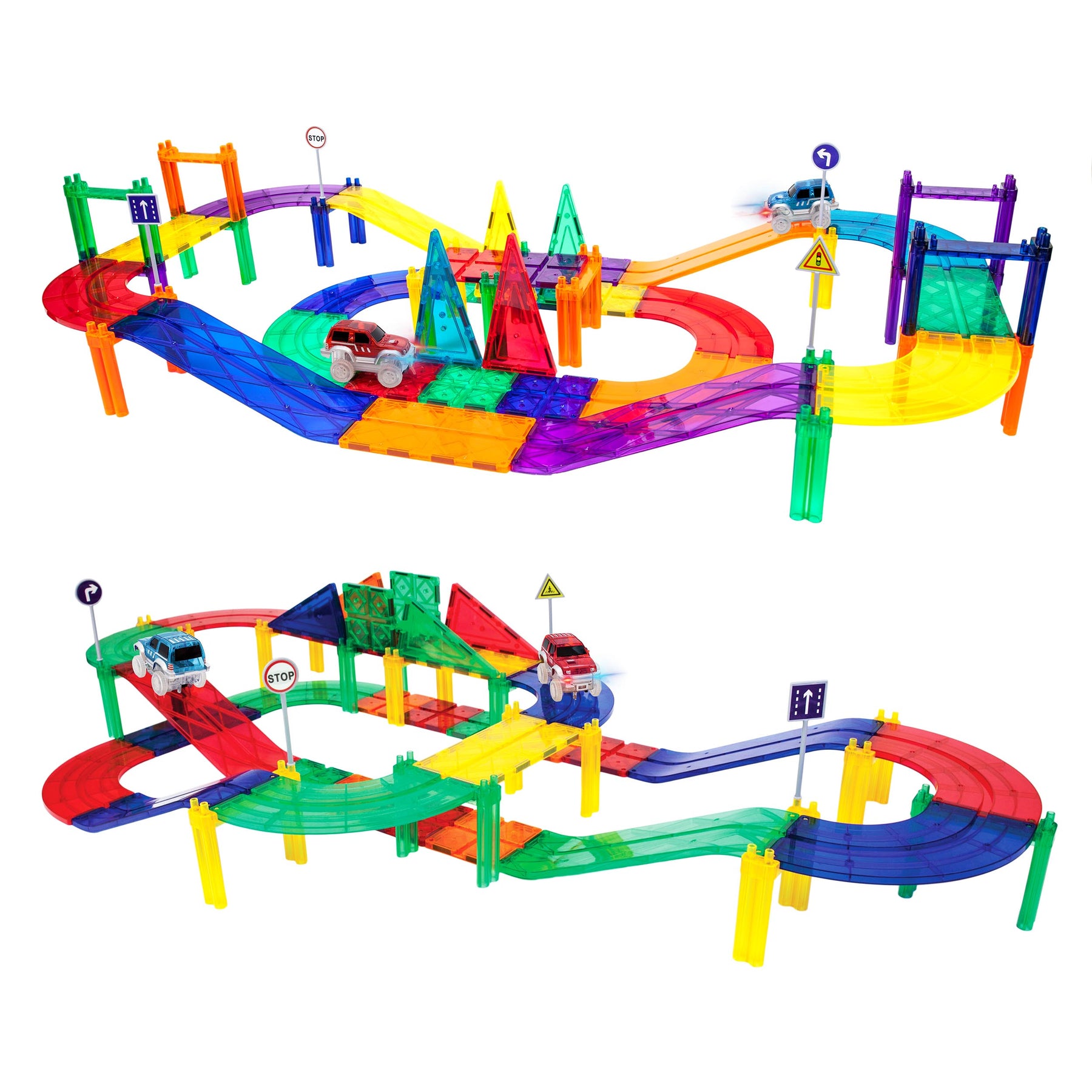 PicassoTiles Magnetic Tiles Race Track with LED Cars · PicassoTiles