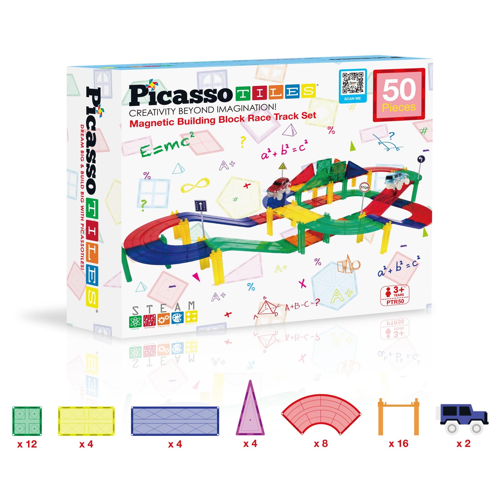 PicassoTiles Magnetic Tiles Race Track with LED Cars · PicassoTiles