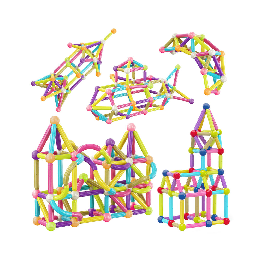 PicassoTiles 100 Piece Magnetic Stick Building Block Construction Set ...