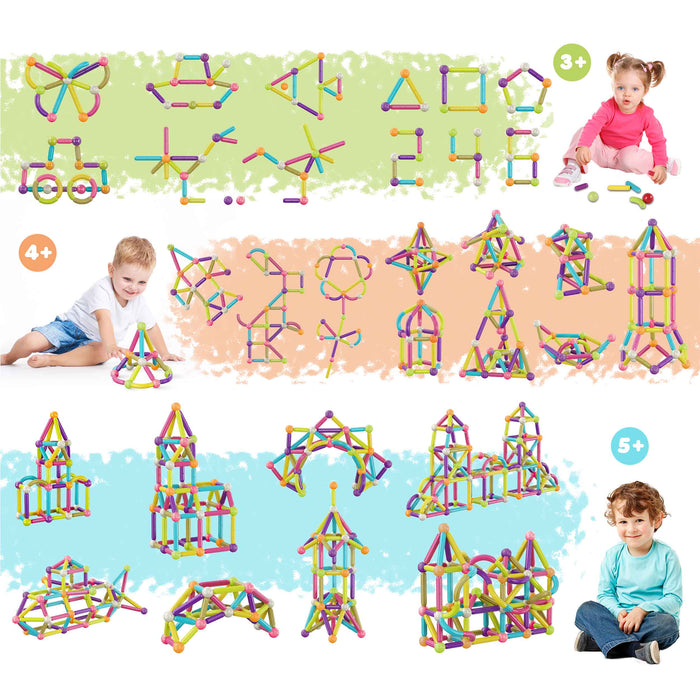 PicassoTiles 100 Piece Magnetic Stick Building Block Construction Set ...